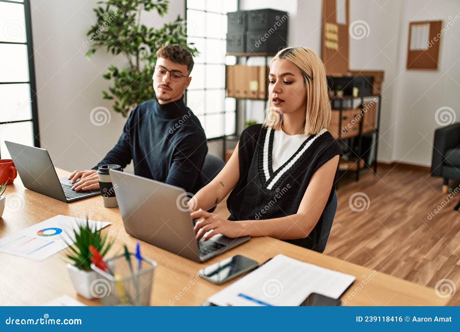 Employee Cheating Laptop Partner at the Office Stock Photo - Image of ...