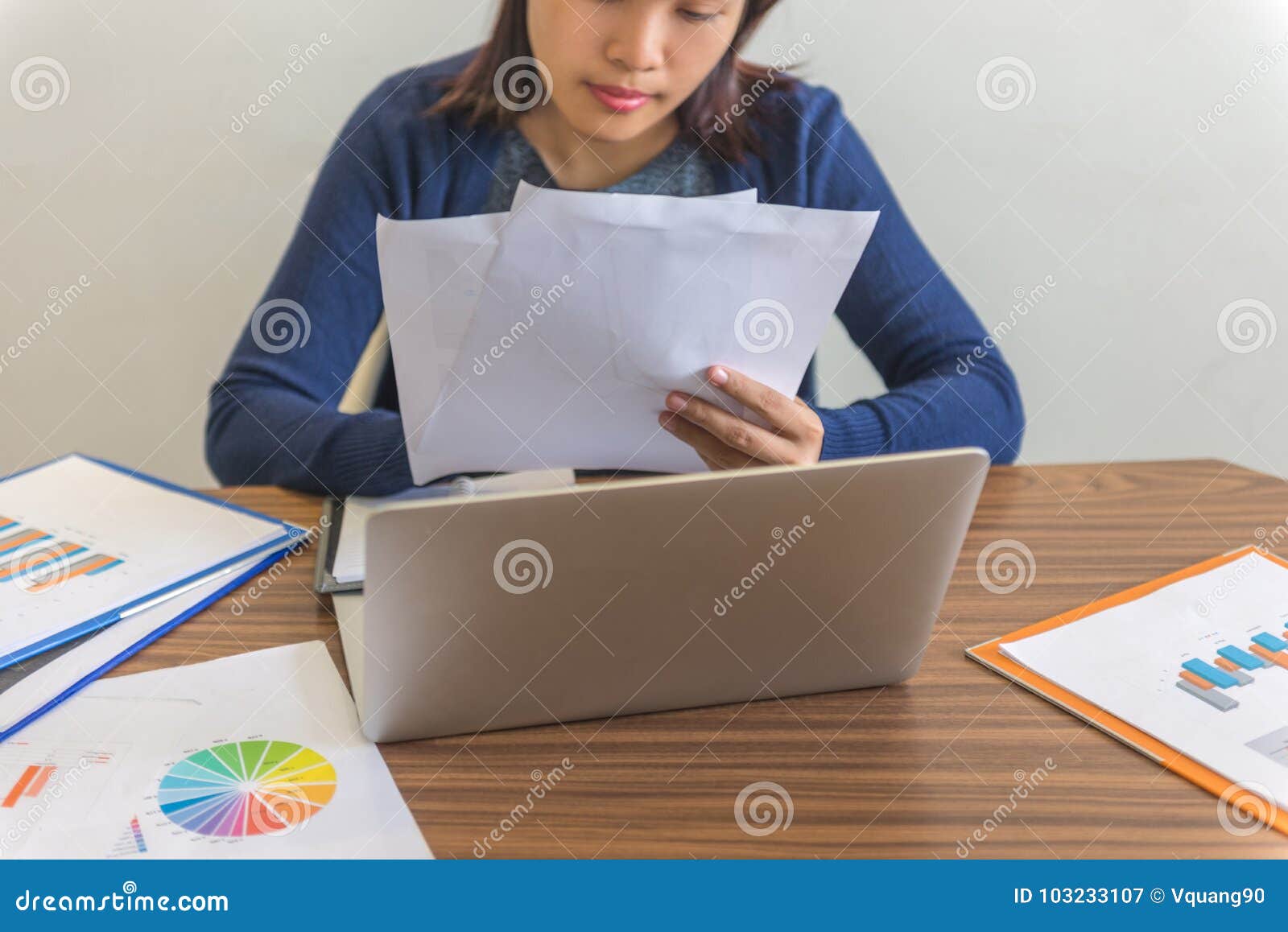 Employee Check the Information in the Paper Stock Image - Image of ...