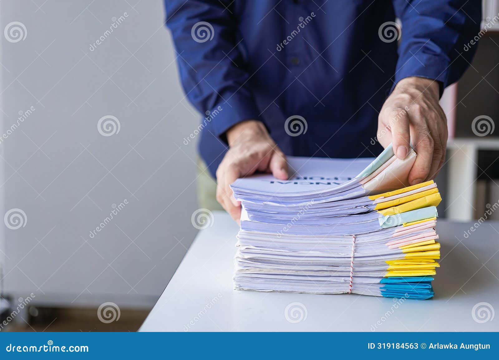 The Employee Checked the Important Details of the Documents on the ...