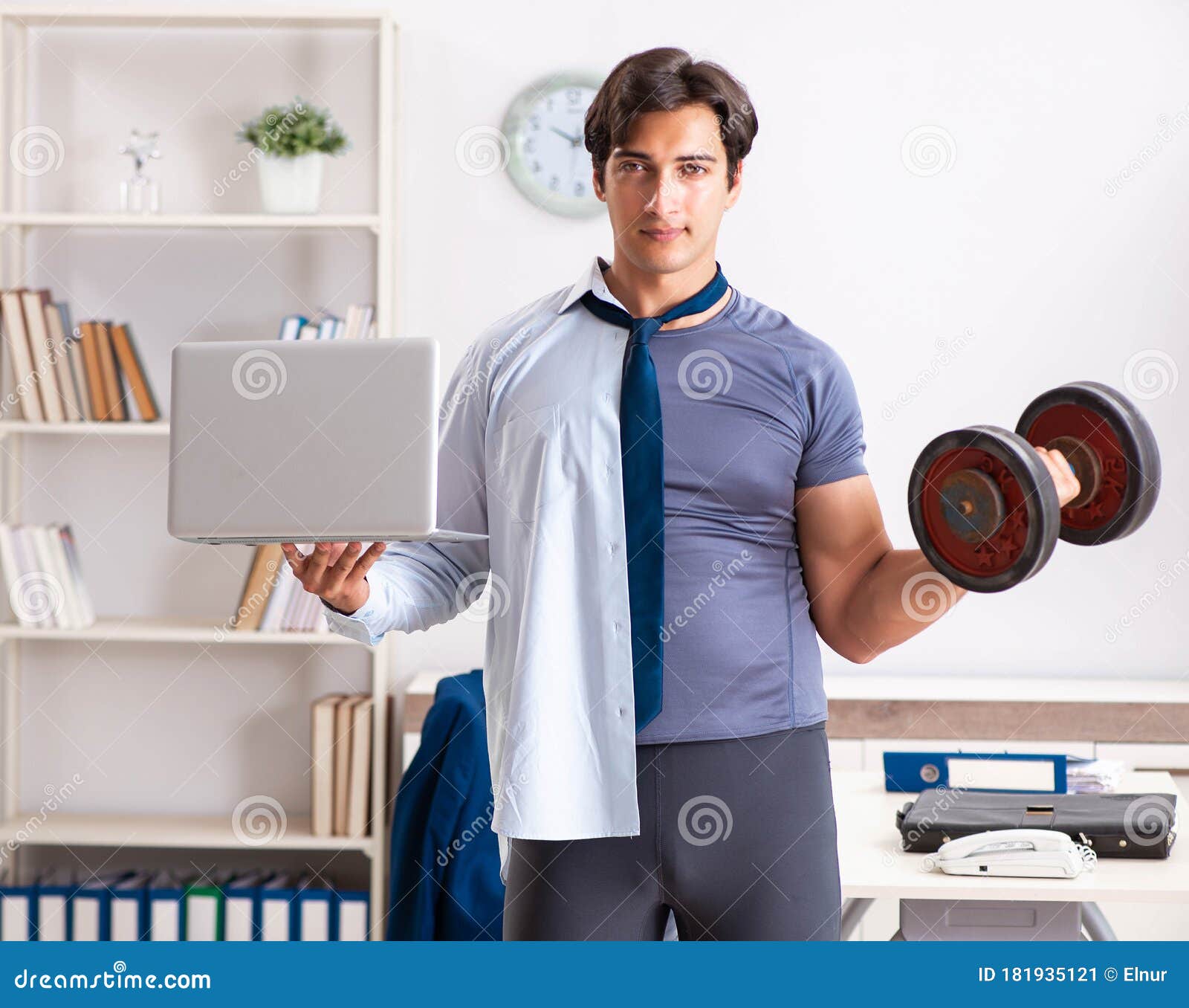 Employee Combining Work and Healthy Lifestyle Stock Image - Image of ...