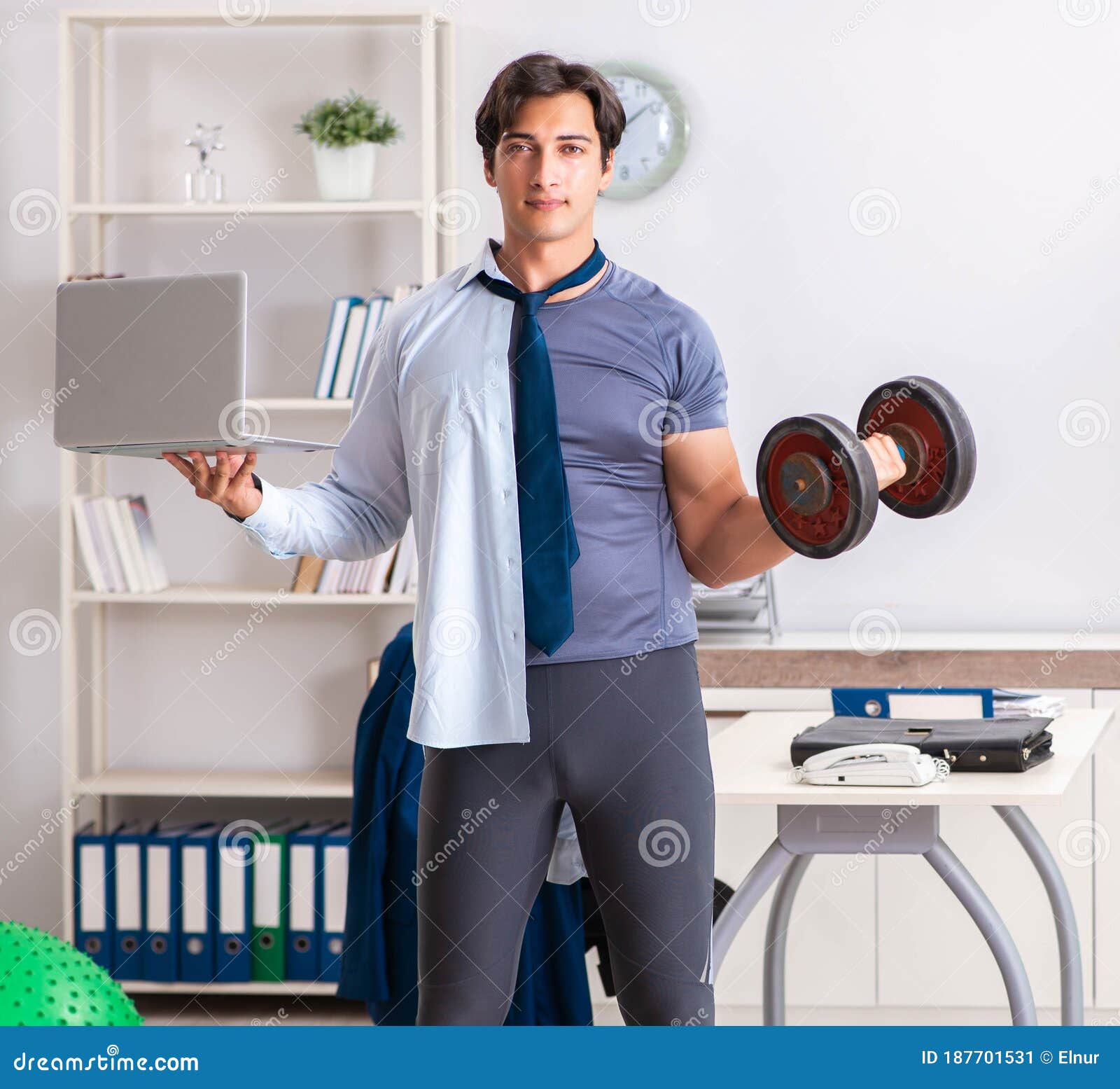 Employee Combining Work and Healthy Lifestyle Stock Image - Image of ...