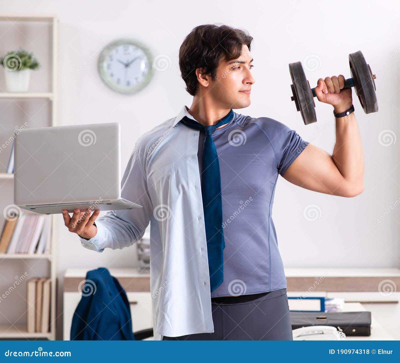 Employee Combining Work and Healthy Lifestyle Stock Photo - Image of ...