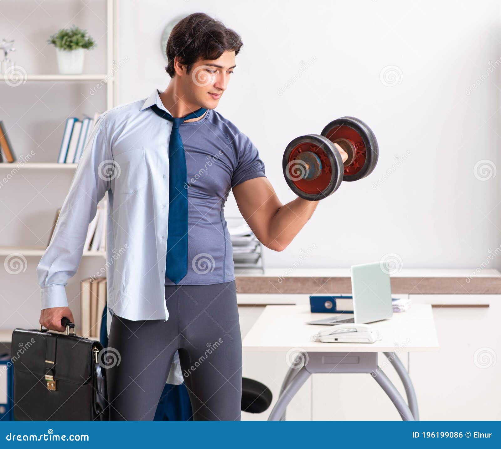 Employee Combining Work and Healthy Lifestyle Stock Photo - Image of ...