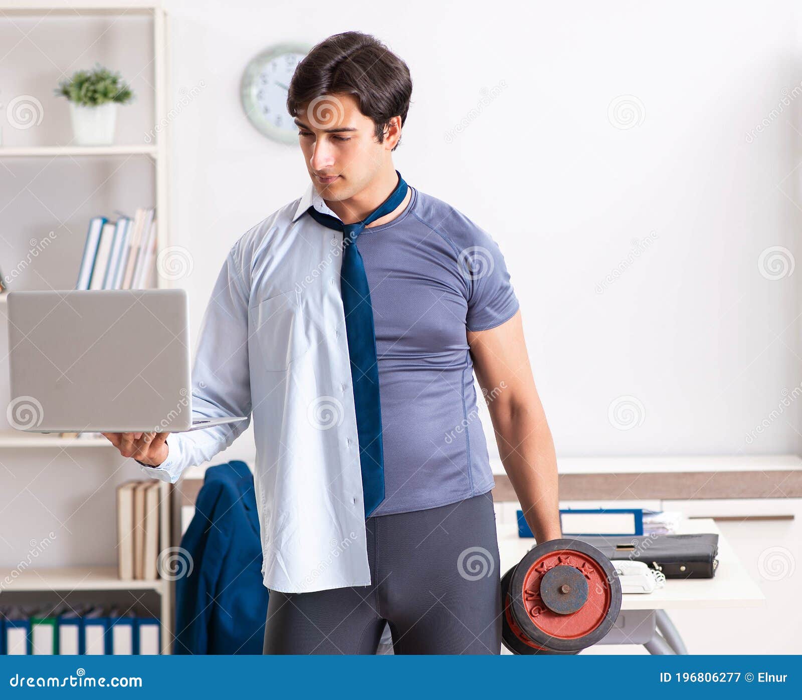 Employee Combining Work and Healthy Lifestyle Stock Image - Image of ...