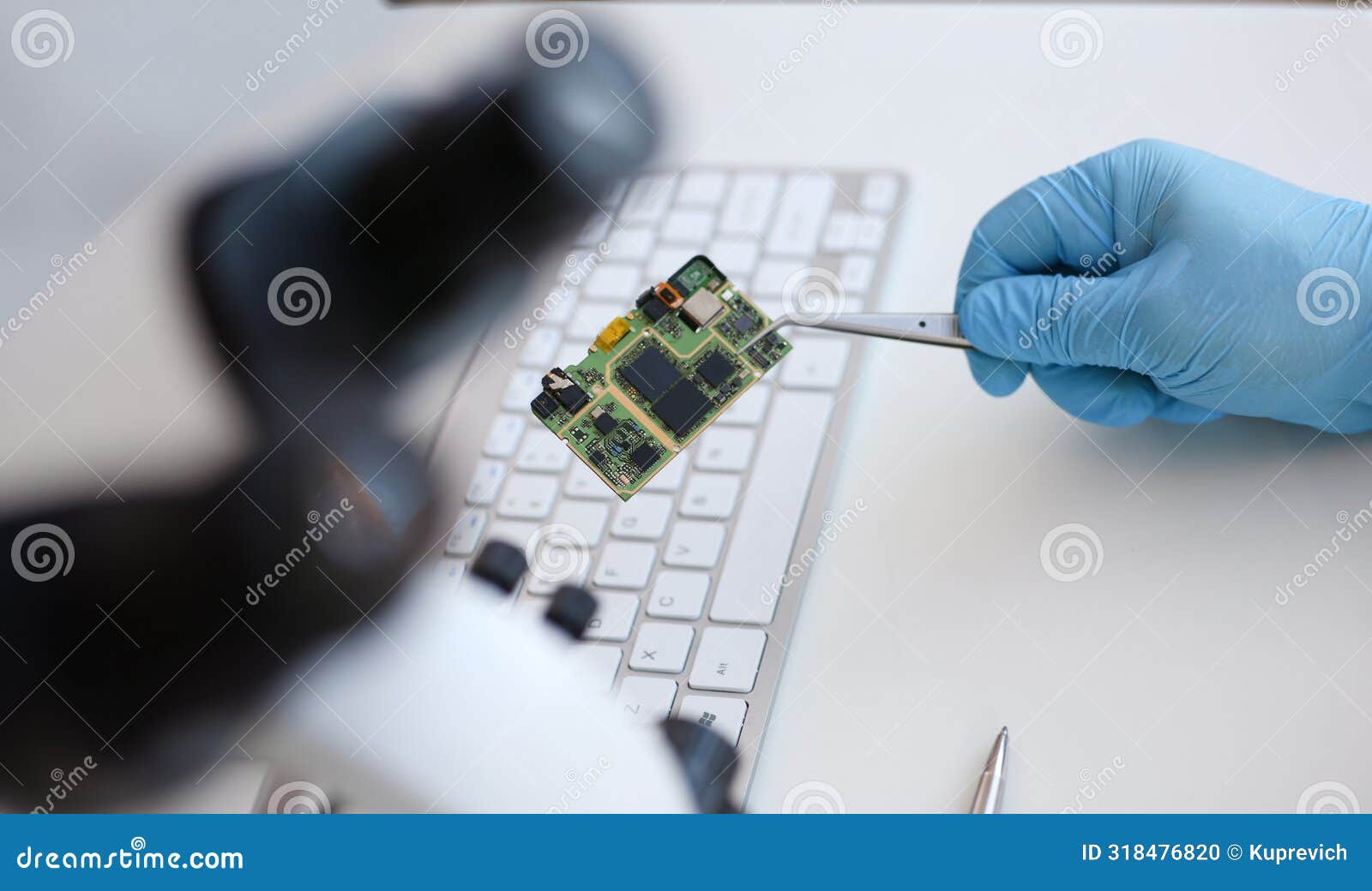 An Employee of Computer Repair Service Stock Photo - Image of component ...