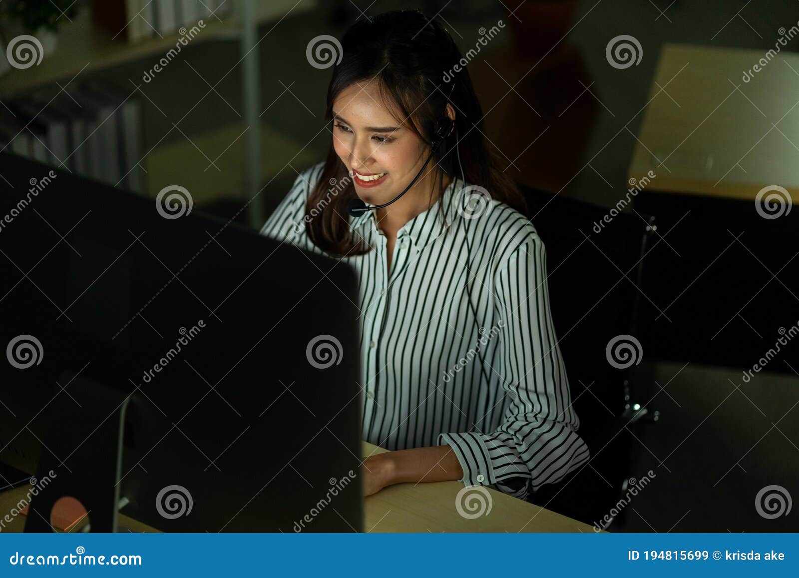 Customer Service Working As Technical Support Call Center in the Office ...