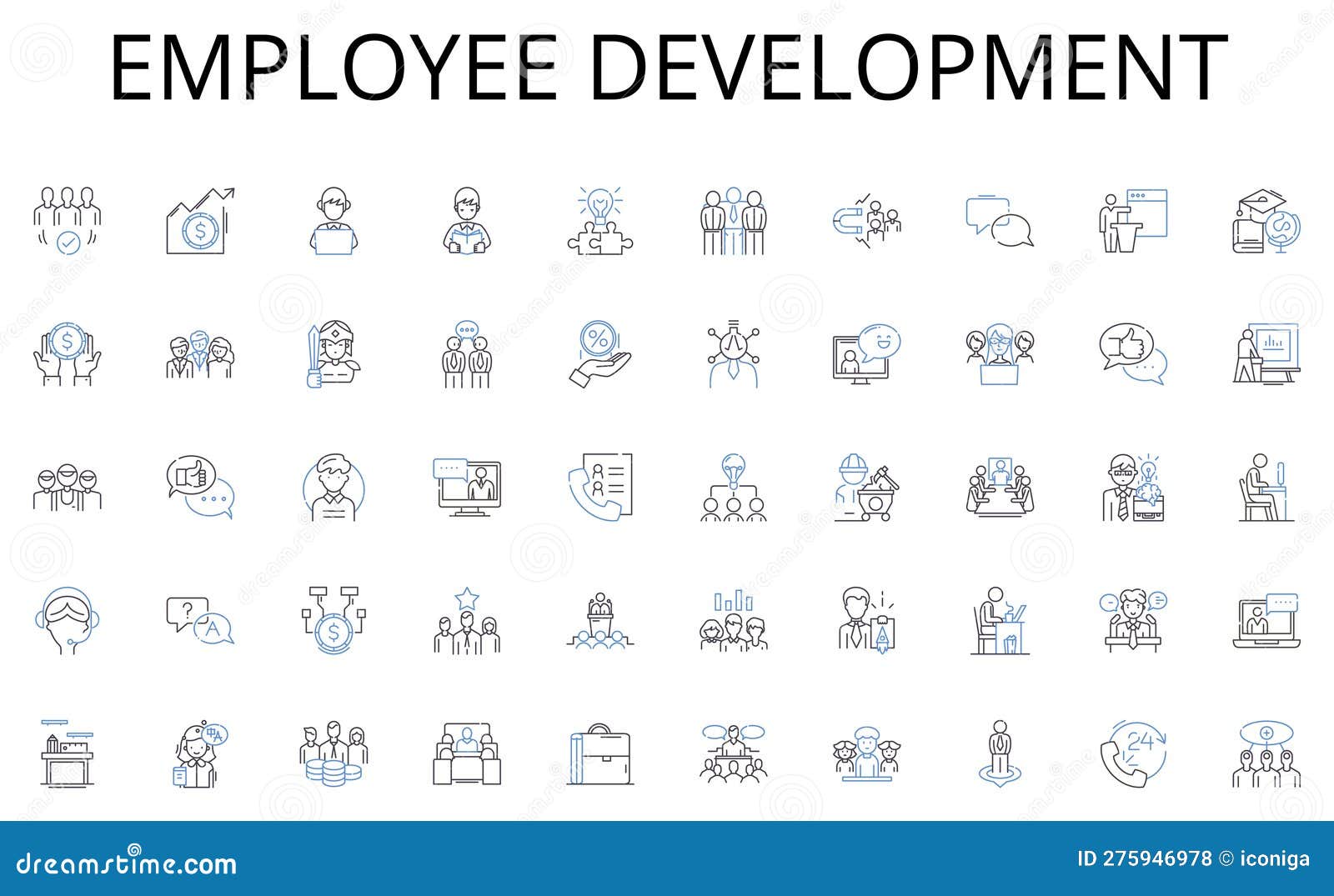 Employee Development Line Icons Collection. Presentation, Workshop ...