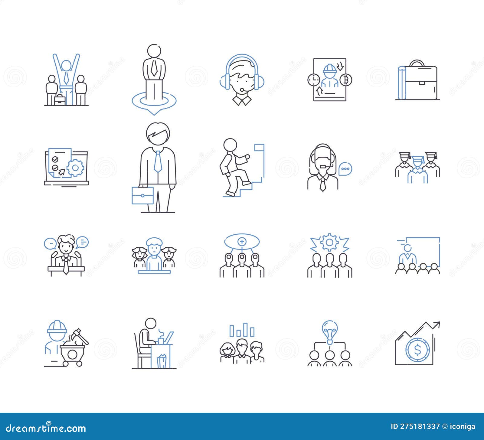 Employee Development Outline Icons Collection. Employee, Development ...