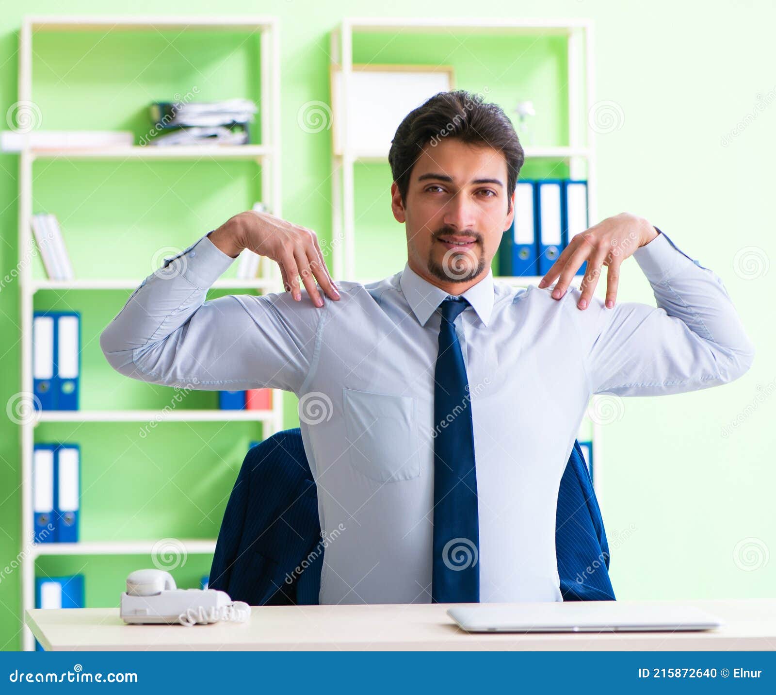 Employee Doing Exercises during Break at Work Stock Photo - Image of ...