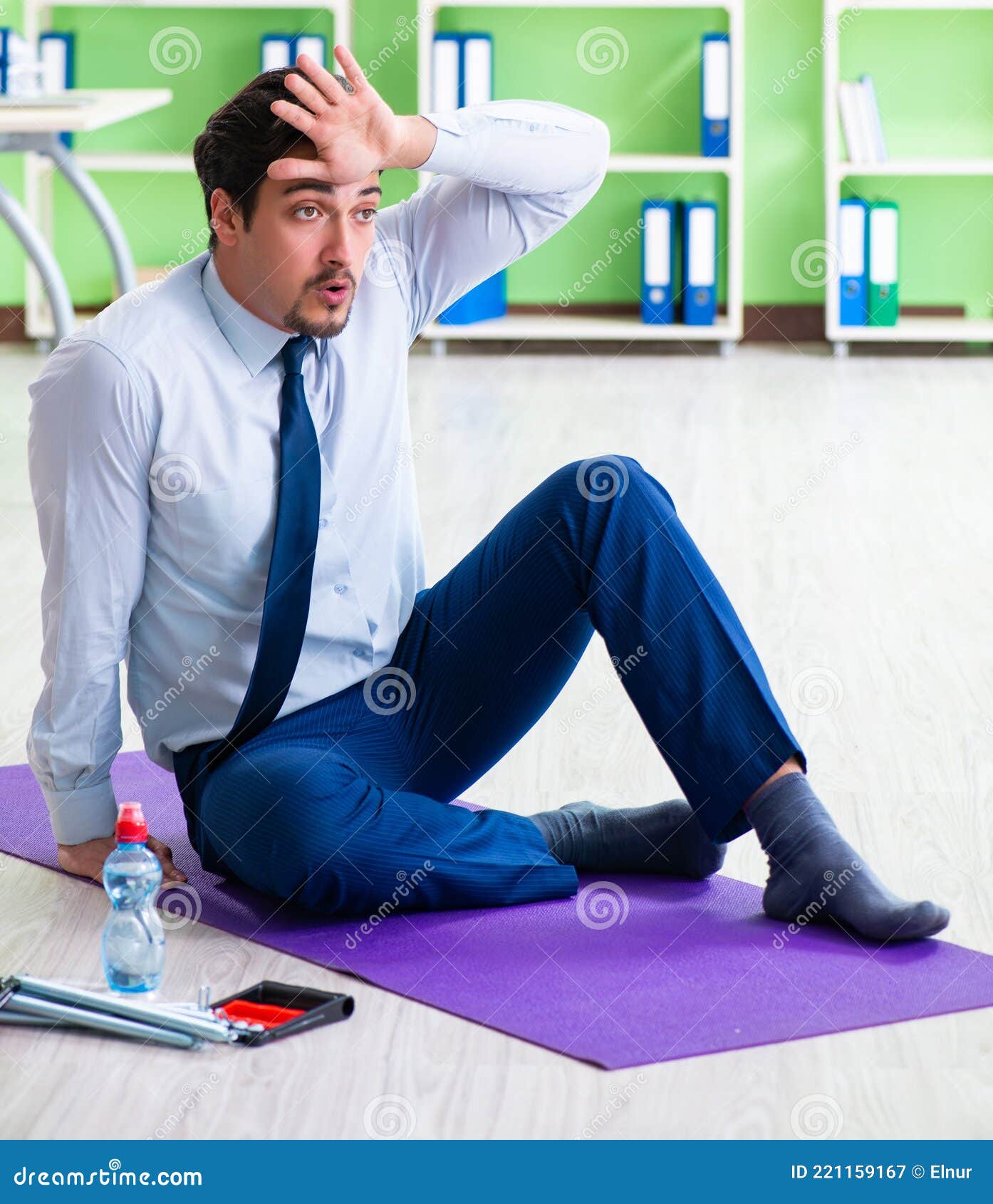 Employee Doing Exercises during Break at Work Stock Image - Image of ...