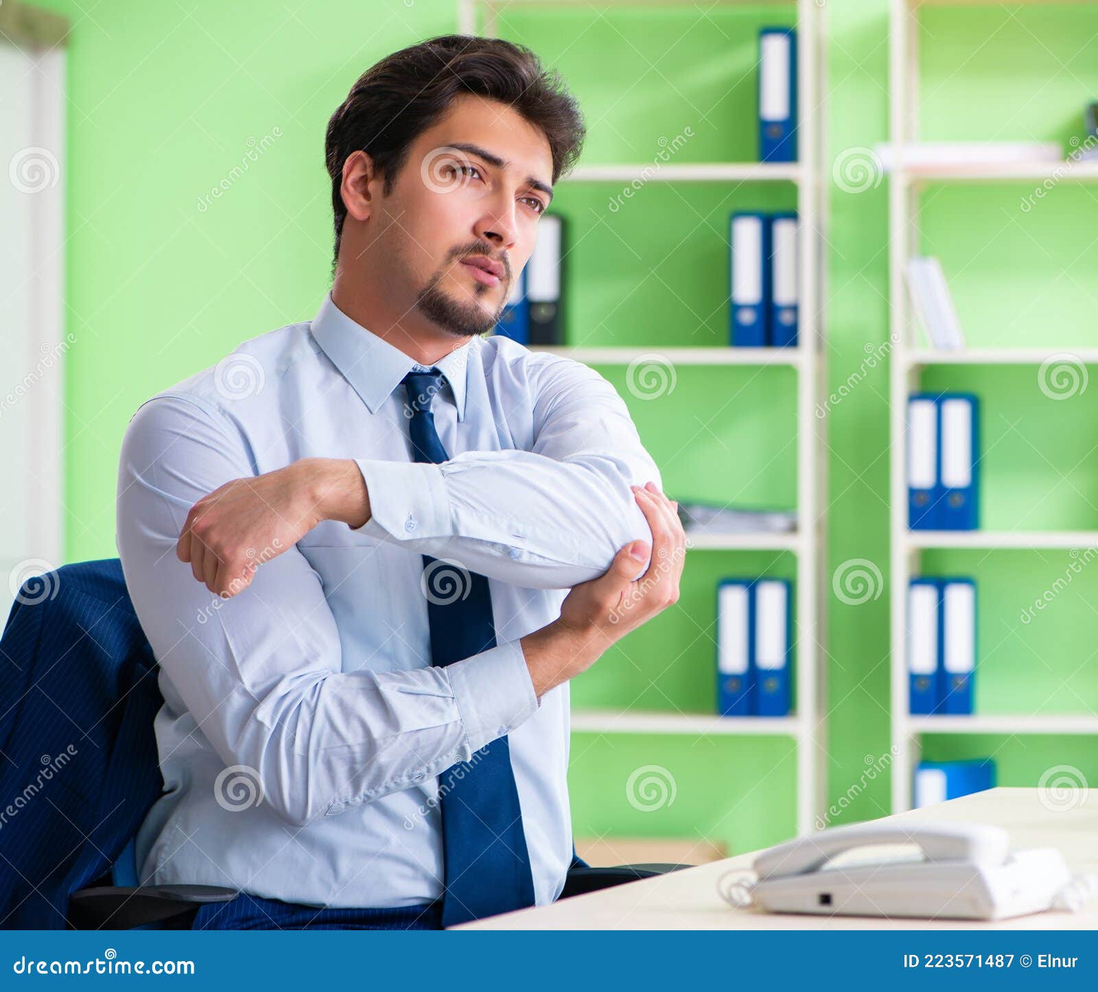 Employee Doing Exercises during Break at Work Stock Image - Image of ...