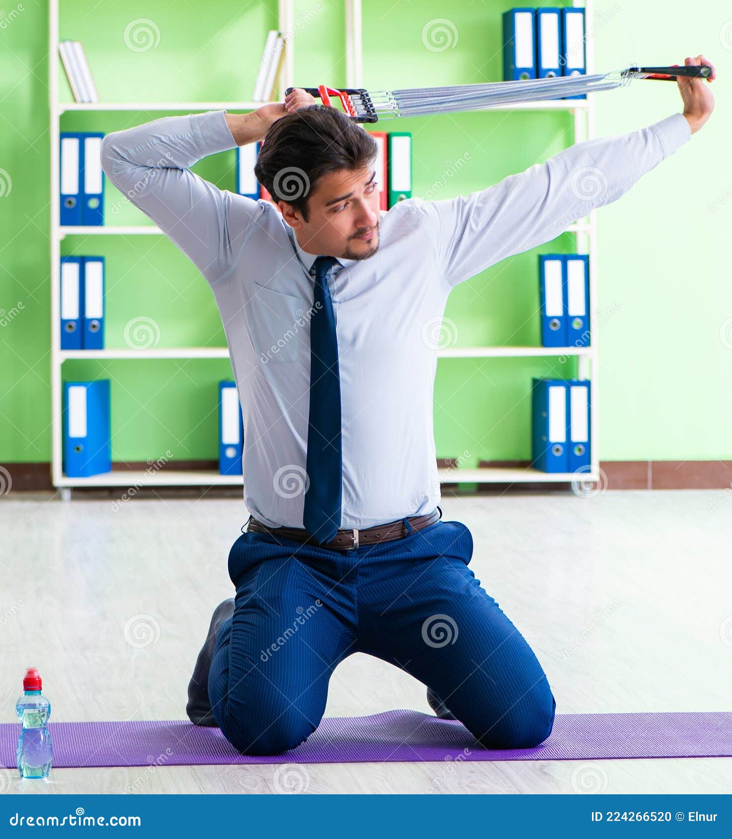 Employee Doing Exercises during Break at Work Stock Photo - Image of ...