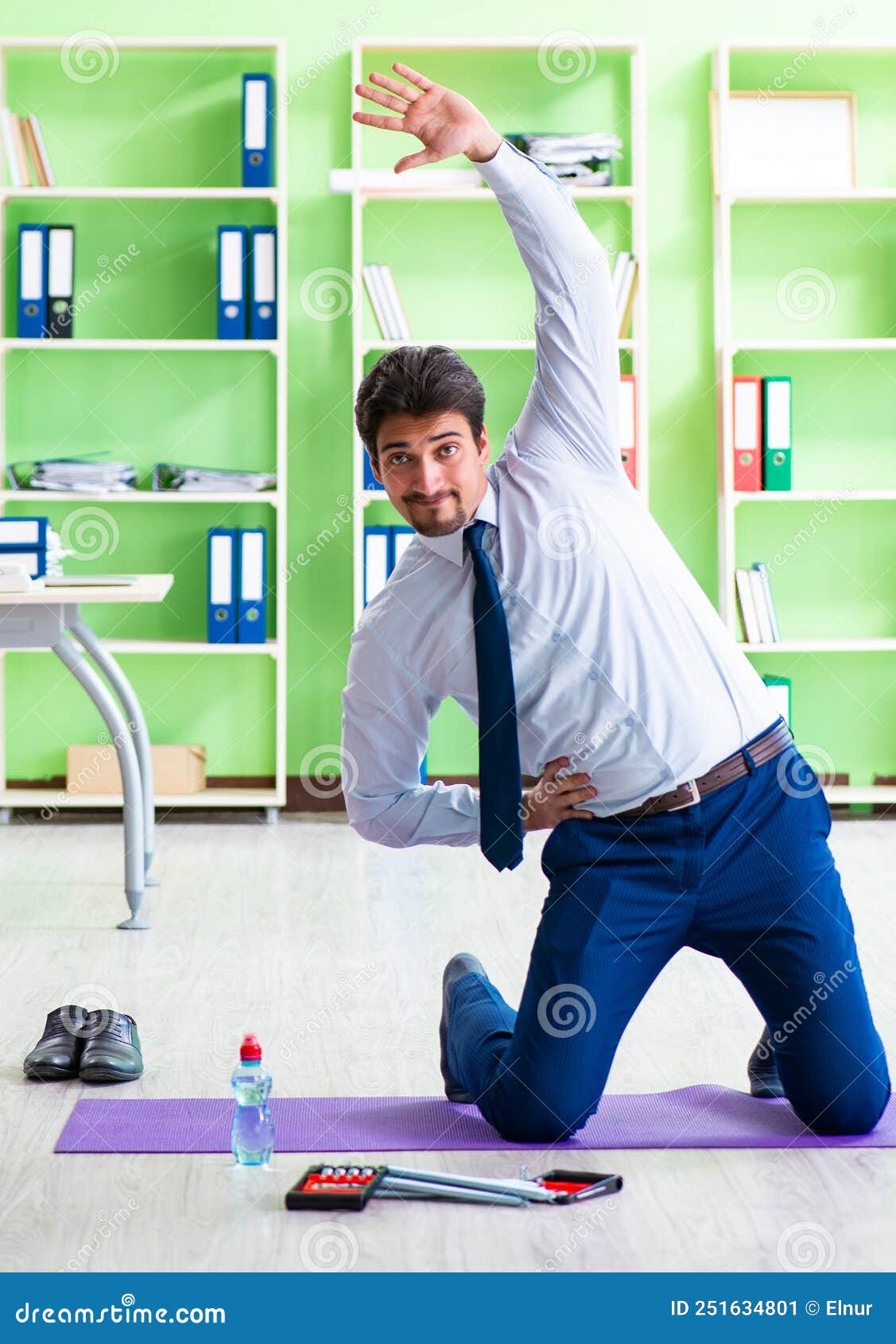 Employee Doing Exercises during Break at Work Stock Image - Image of ...