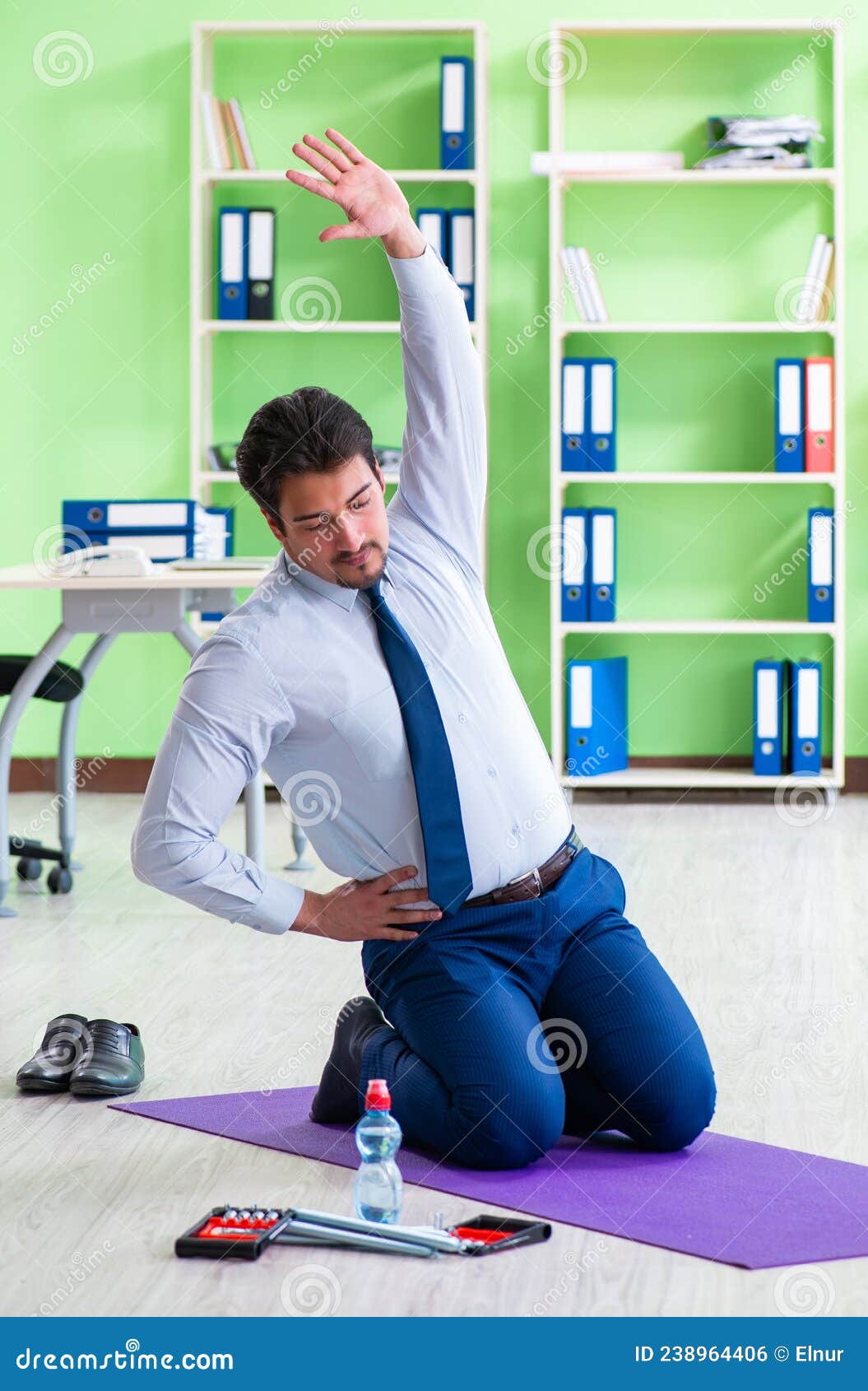Employee Doing Exercises during Break at Work Stock Photo - Image of ...