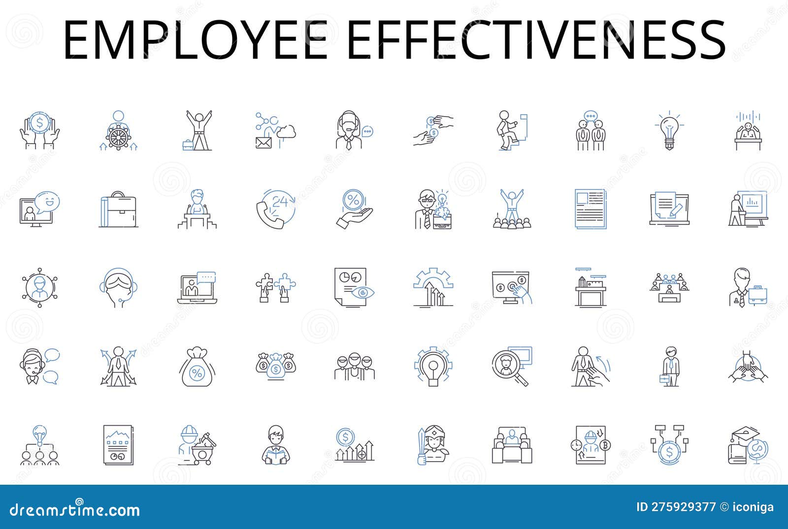 Employee Effectiveness Line Icons Collection. Strategy, Branding ...