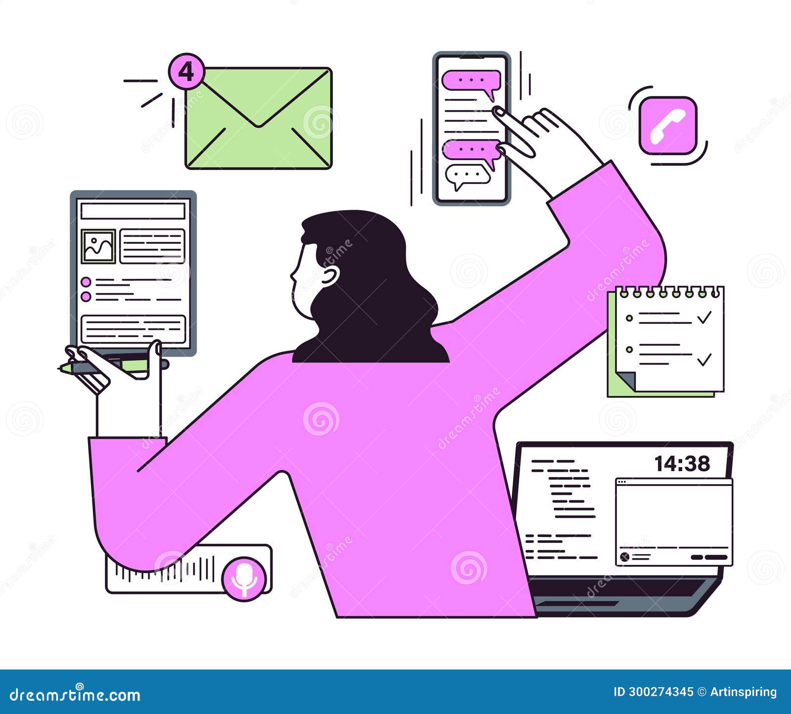 Employee Efficiency. Business Employee Productive Multitasking Stock ...