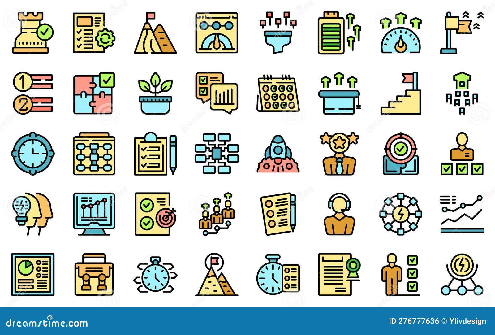 Employee Efficiency Icons Set Vector Flat Stock Illustration ...