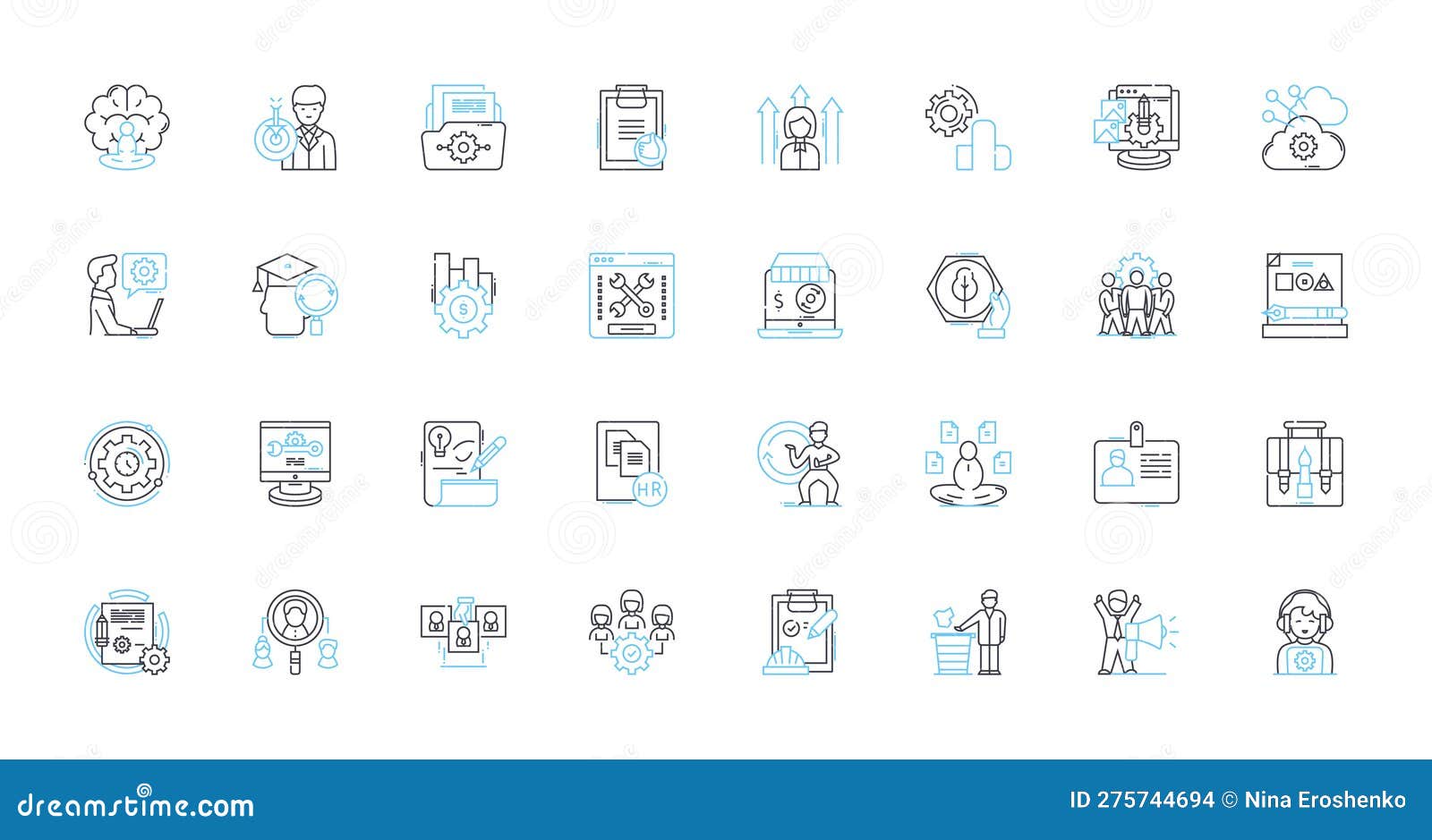 Employee Engagement Linear Icons Set. Motivation, Connection ...