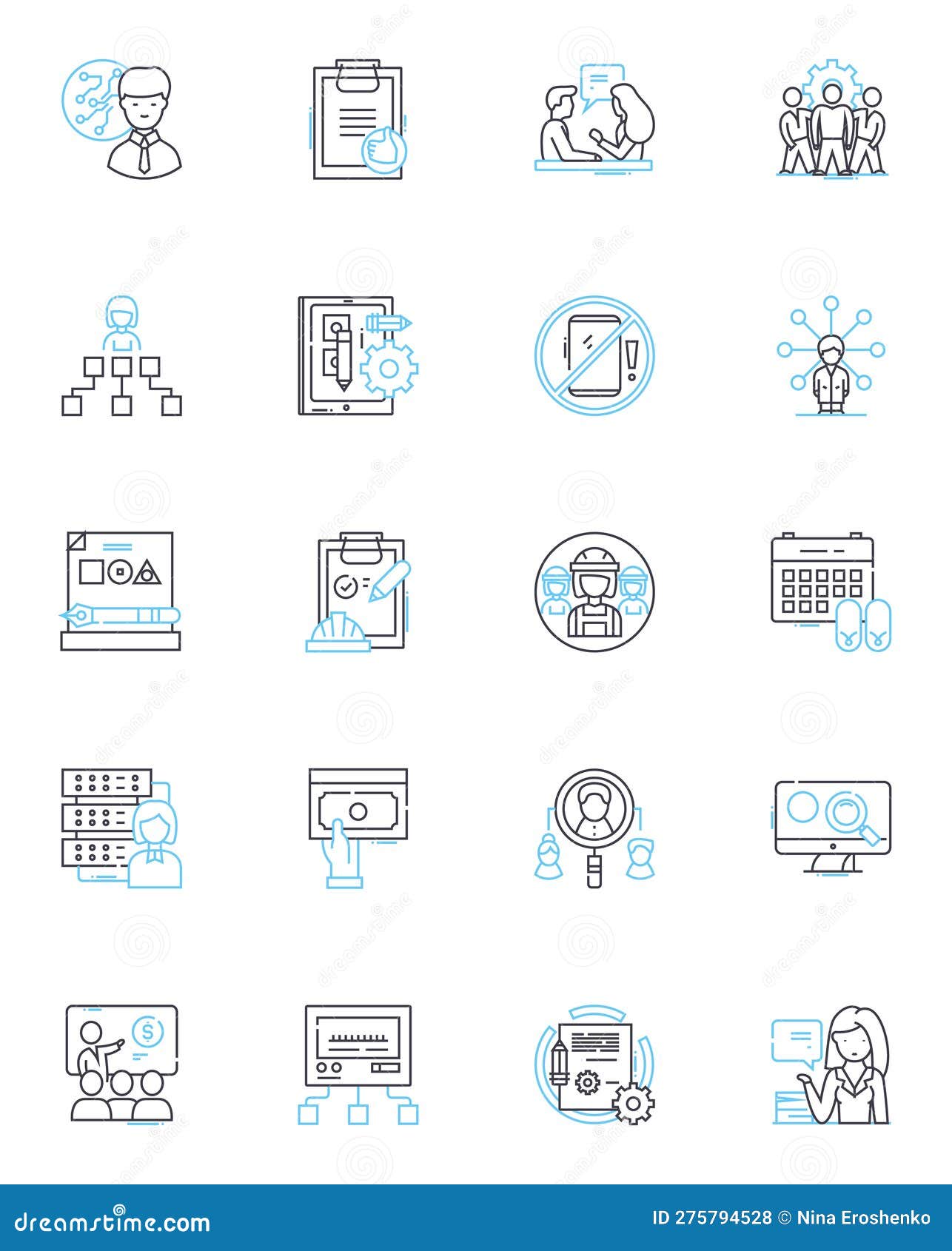 Employee Engagement Linear Icons Set. Motivation, Connection ...