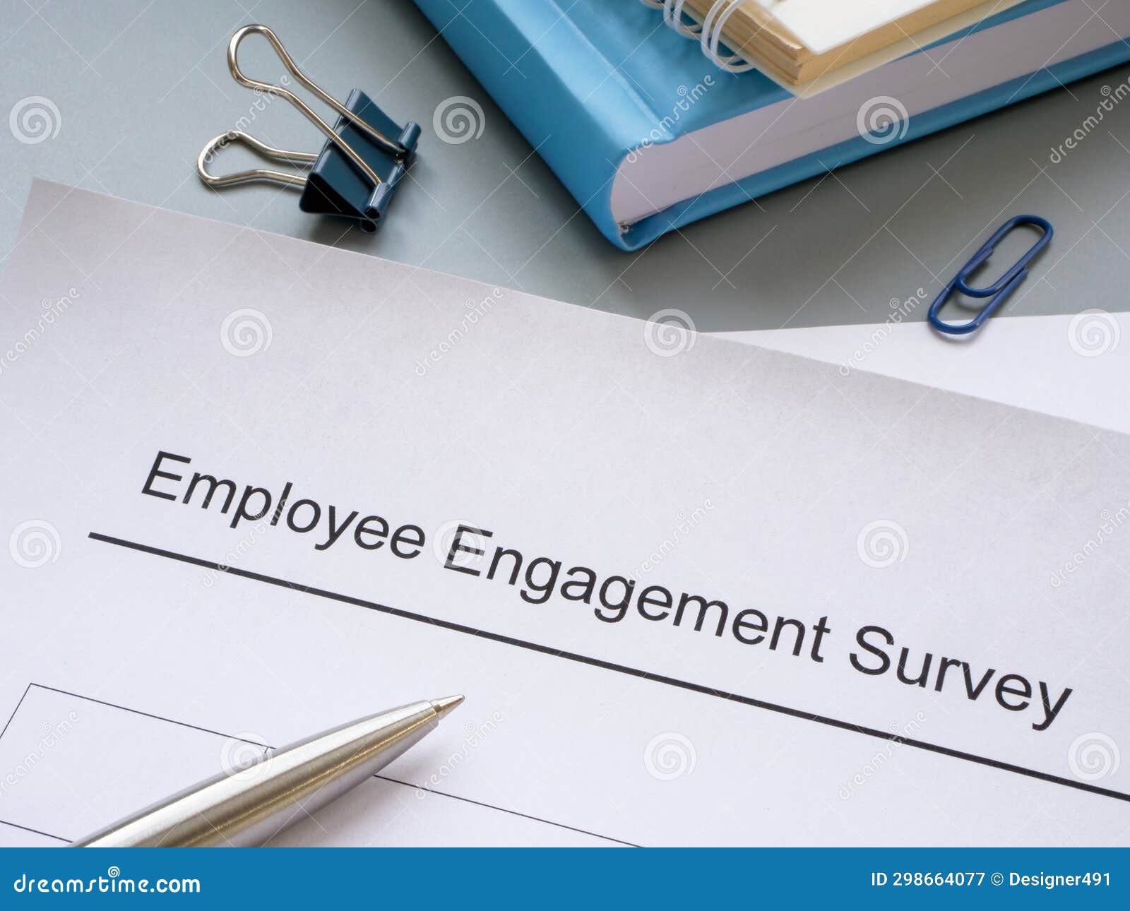 Employee Engagement Survey, Notepads and Pen. Stock Image - Image of ...
