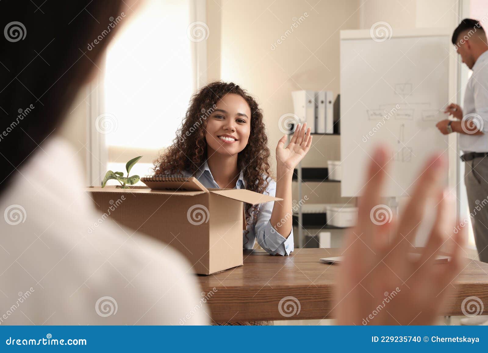 Employee Greeting New Coworker in Modern Office Stock Photo - Image of ...