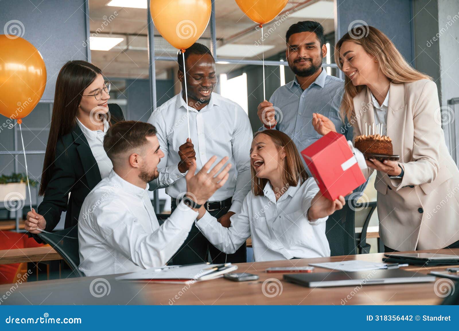Employee Having a Birthday in the Office, Group of Workers Stock Photo ...