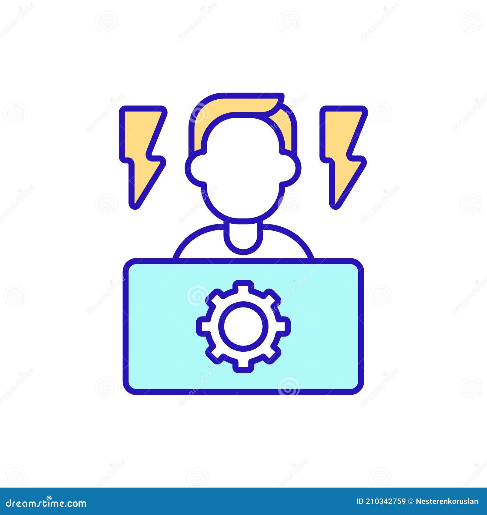 Employee Having Stress from Working at Computer RGB Color Icon Stock ...