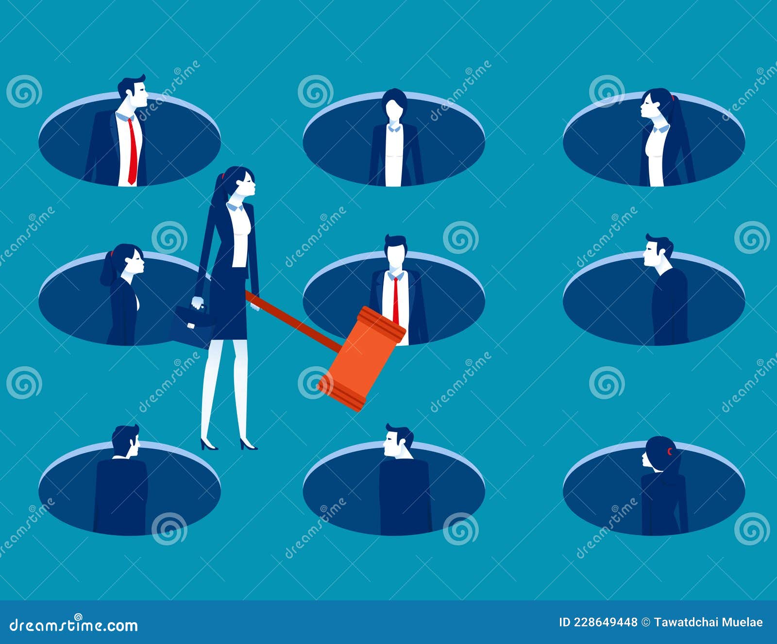 Employee Is Hitting The Boss With A Hammer In A Mole Hole Cartoon ...