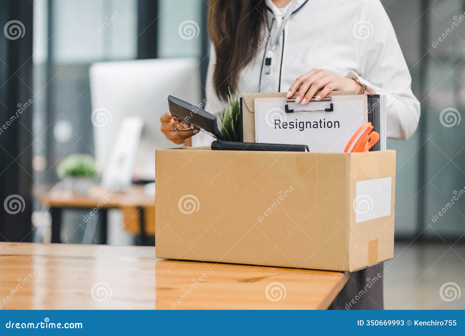 Employee Holding Box with Resignation Letter. Stock Image - Image of ...