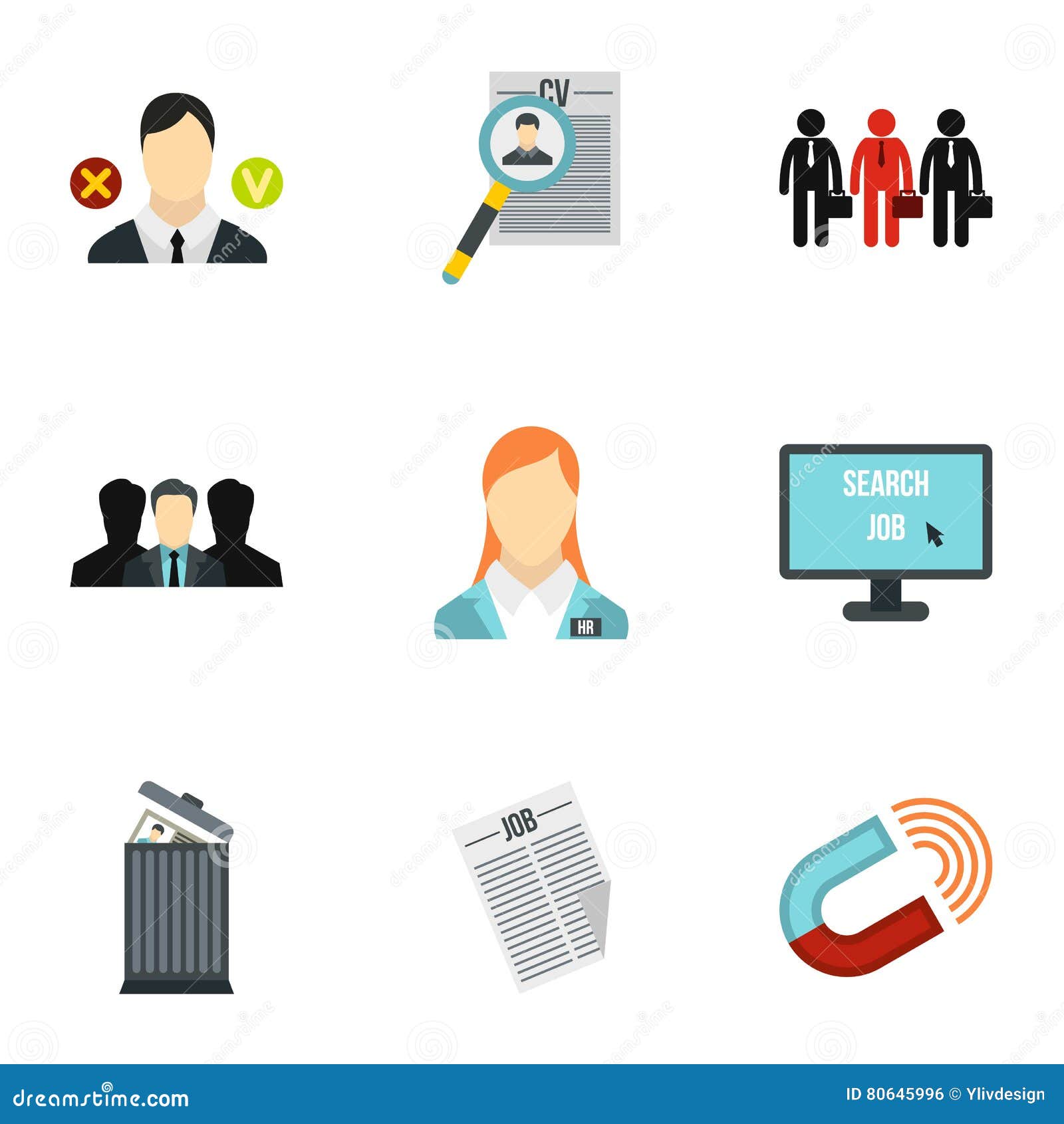Employee Icons Set, Flat Style Stock Vector - Illustration of ...