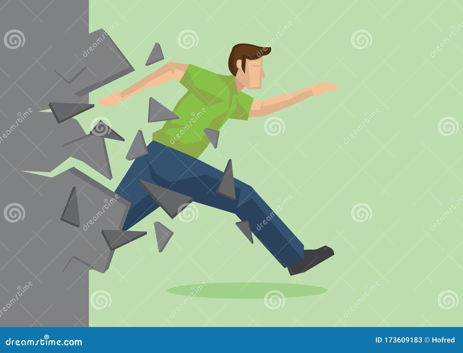 Employee Illustration of Breaking through the Wall. Breakthrough ...