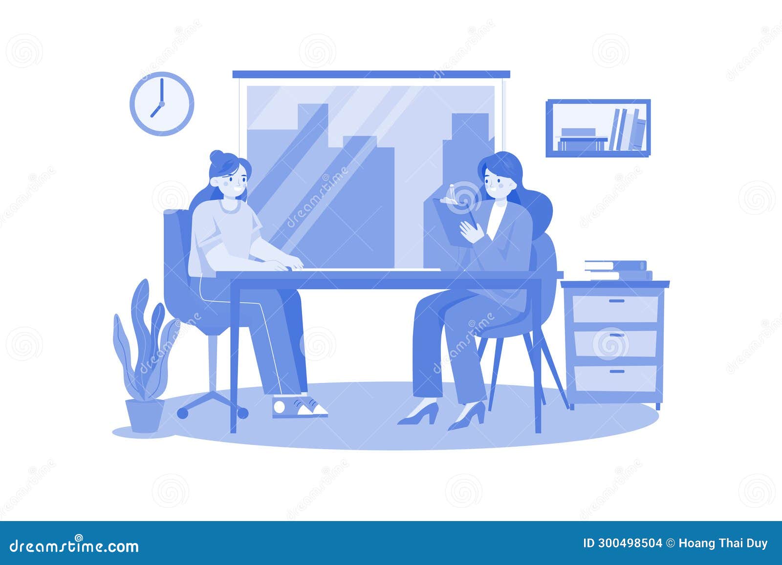 Employee Interview Illustration Concept on White Background Stock ...