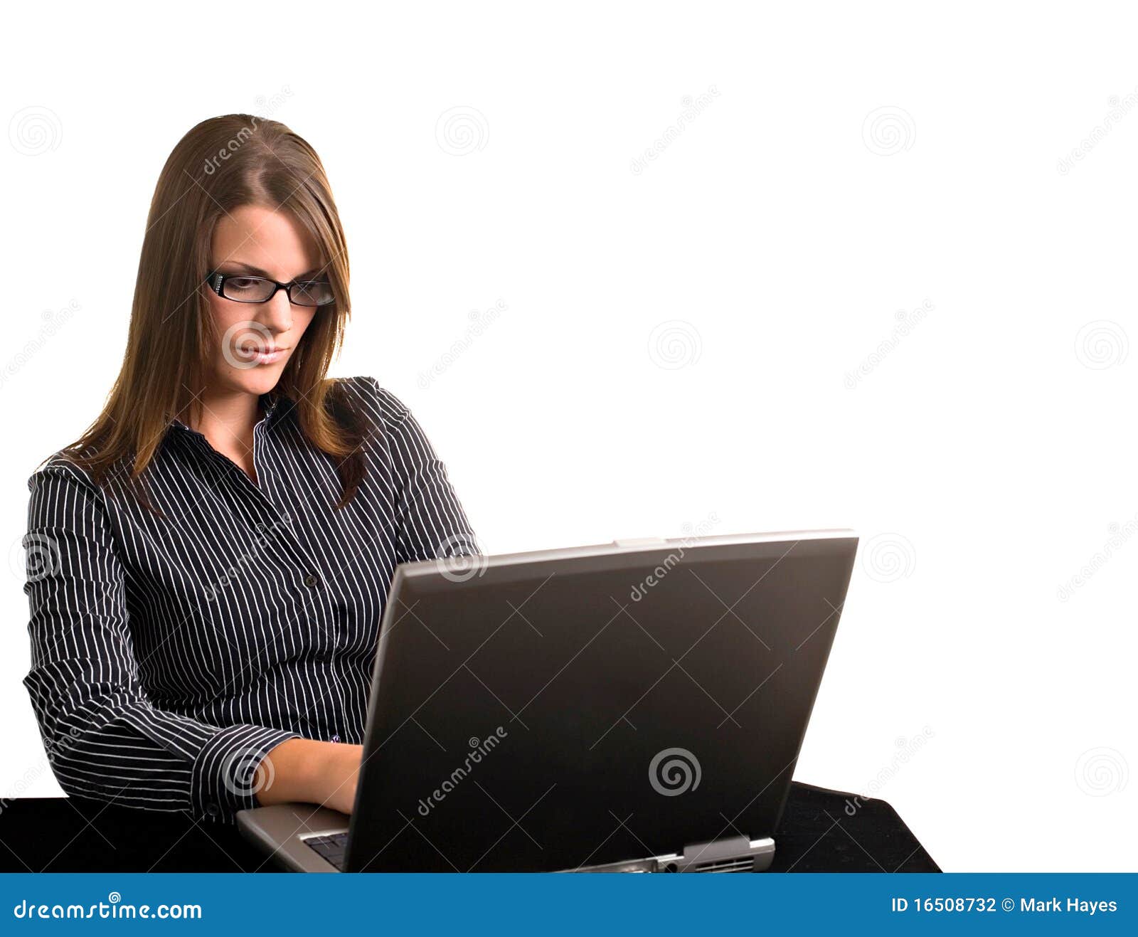 Employee on Laptop stock photo. Image of female, close - 16508732