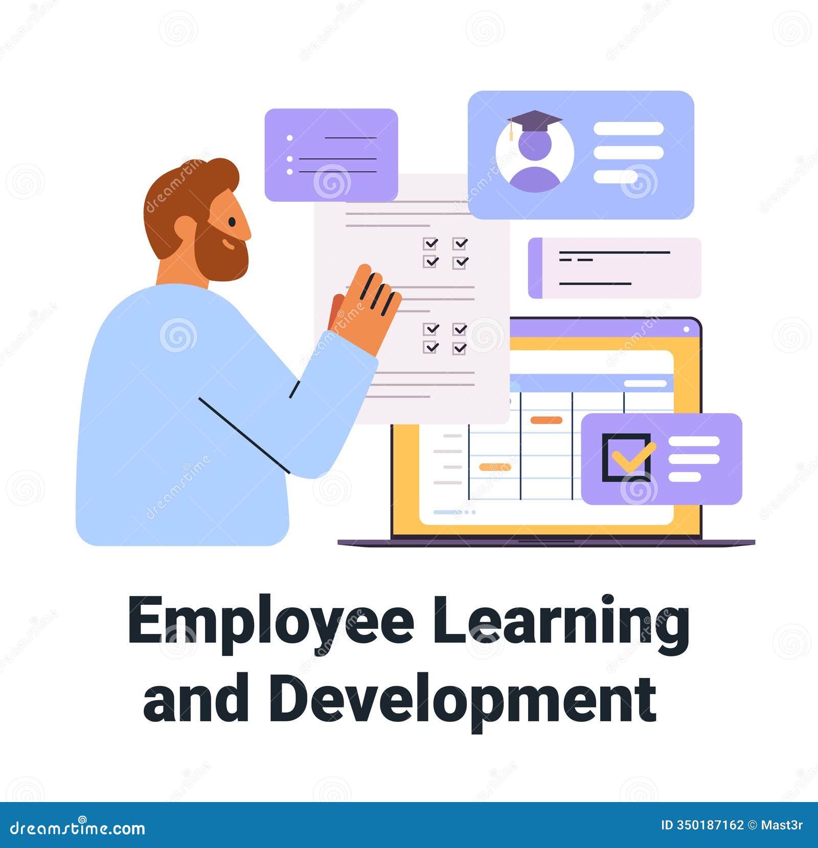 Employee Learning and Development Concept Illustrated with a Person ...
