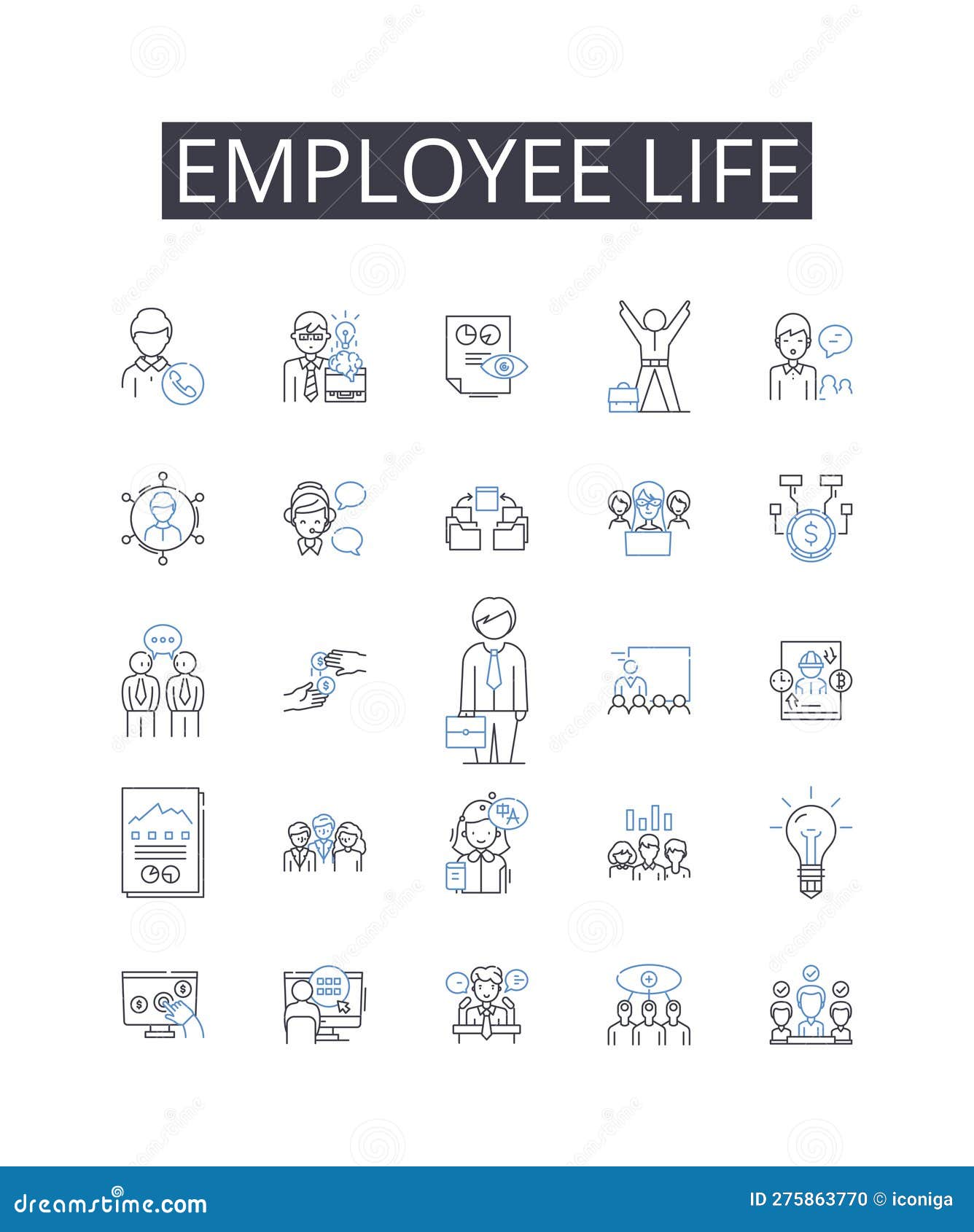 Employee Life Line Icons Collection. Connectivity, Data, Internet, Nerk ...