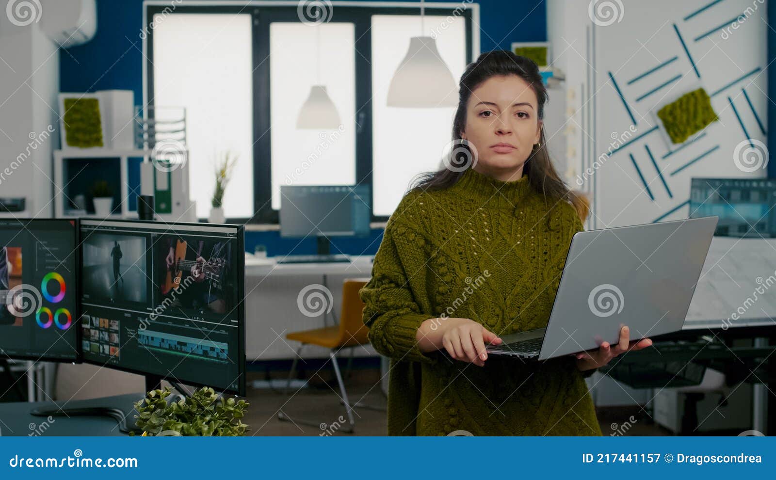 Employee Looking at Camera Smiling Standing in Front of Camera Stock ...
