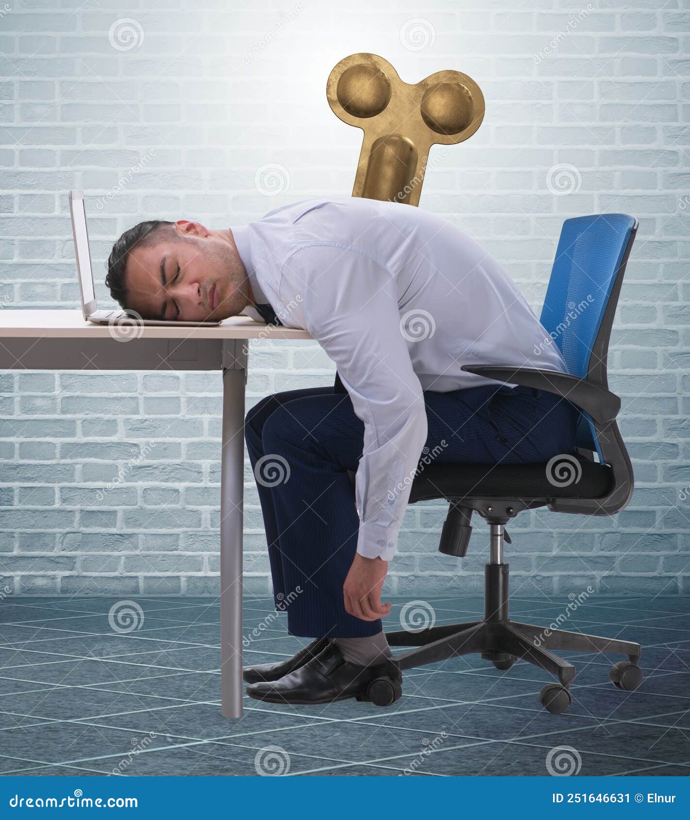 Employee Losing Energy from Too Much Work Stock Image - Image of ...