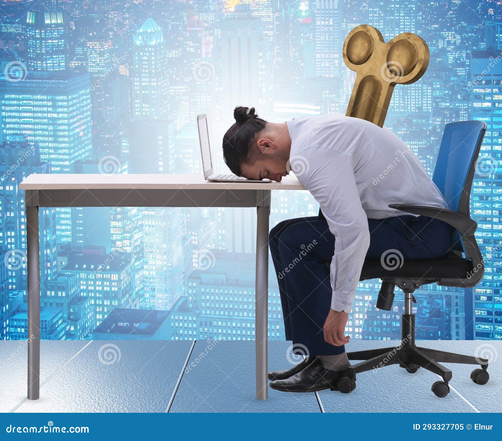 Employee Losing Energy from Too Much Work Stock Image - Image of ...