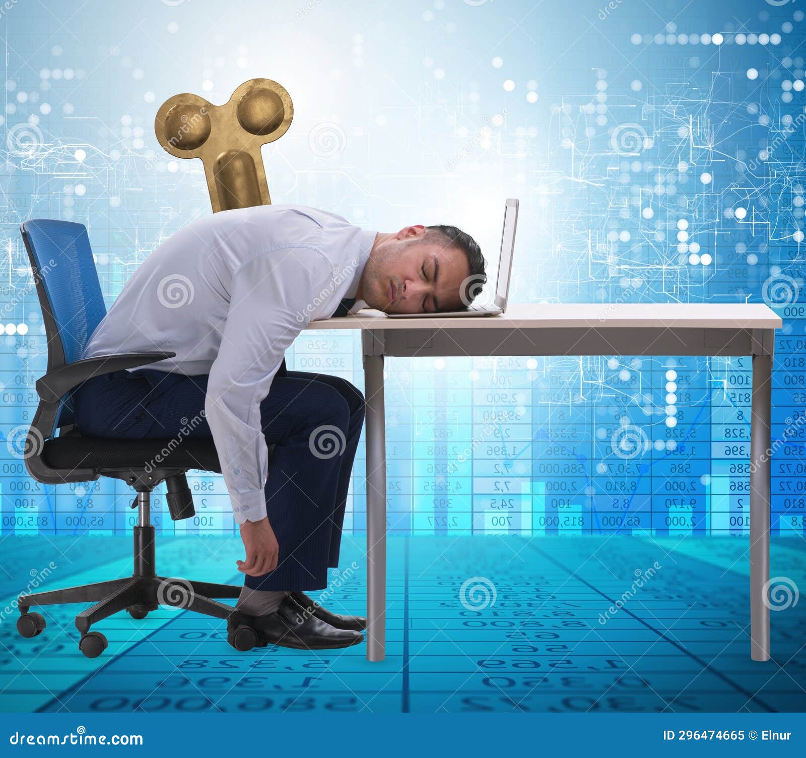 Employee Losing Energy from Too Much Work Stock Image - Image of ...