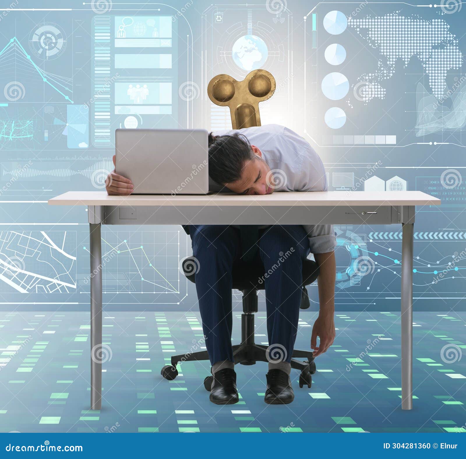 Employee Losing Energy from Too Much Work Stock Photo - Image of ...