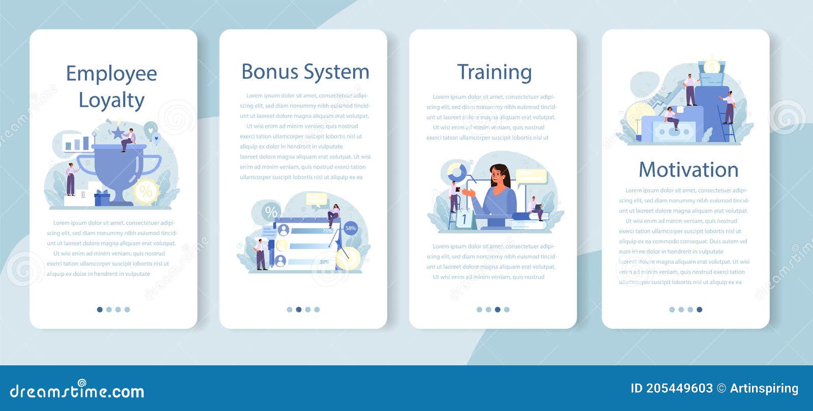 Employee Loyalty Mobile Application Banner Set. Staff Management, Stock ...