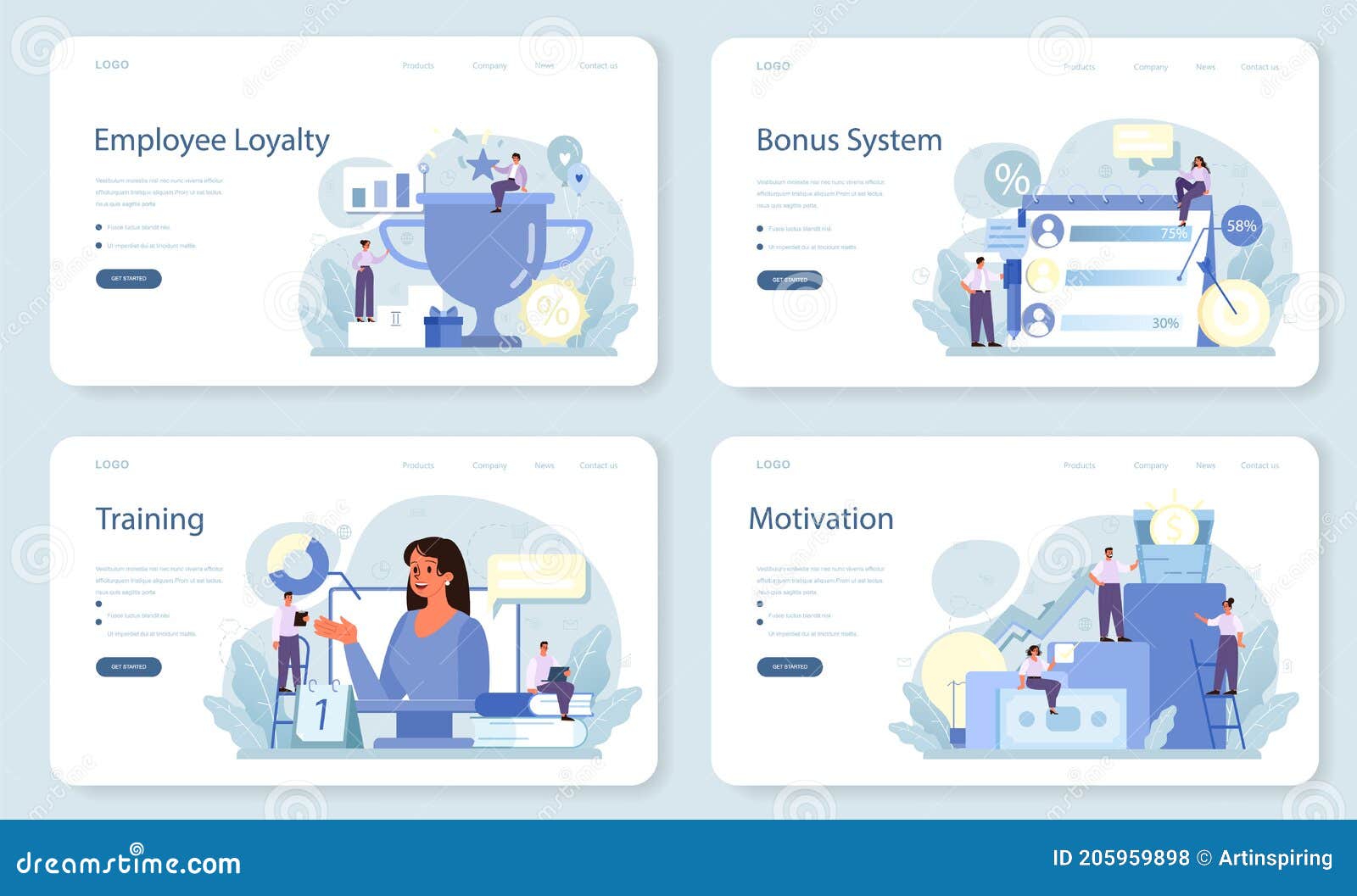 Employee Loyalty Web Banner or Landing Page Set. Staff Management ...