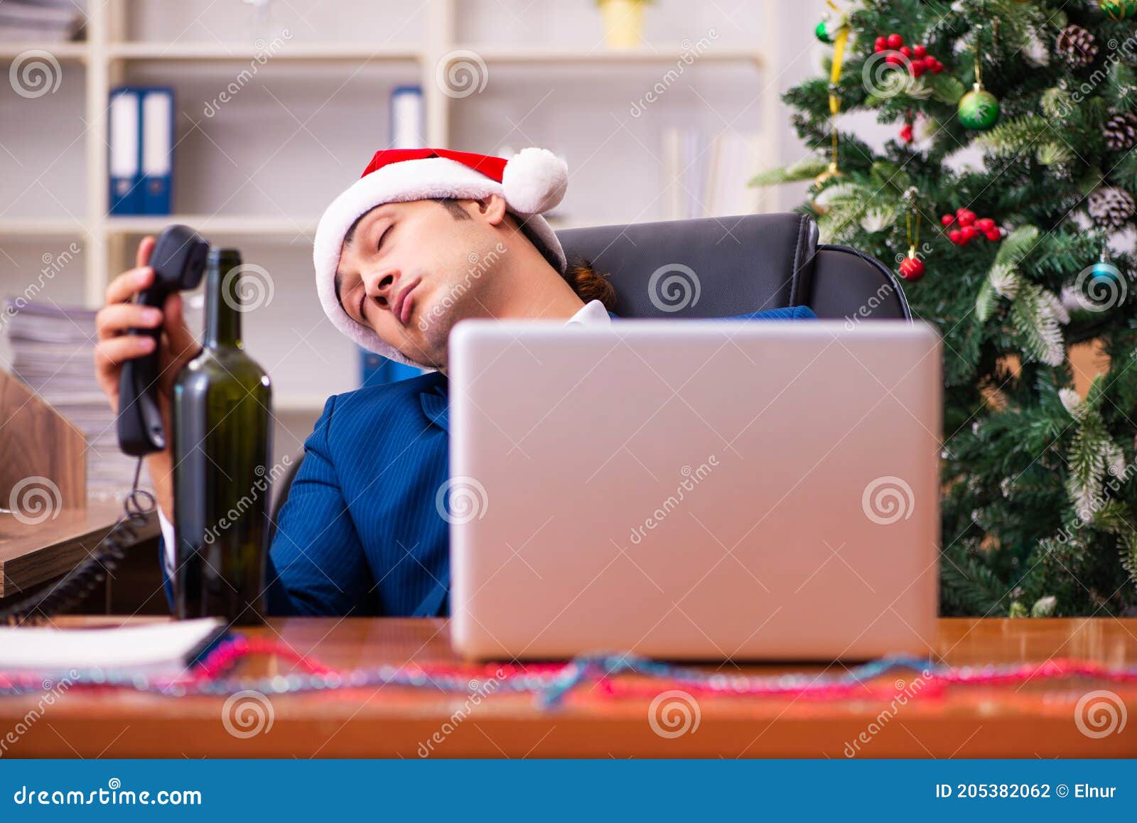Employee in the Office during Christmas Party Stock Photo - Image of ...
