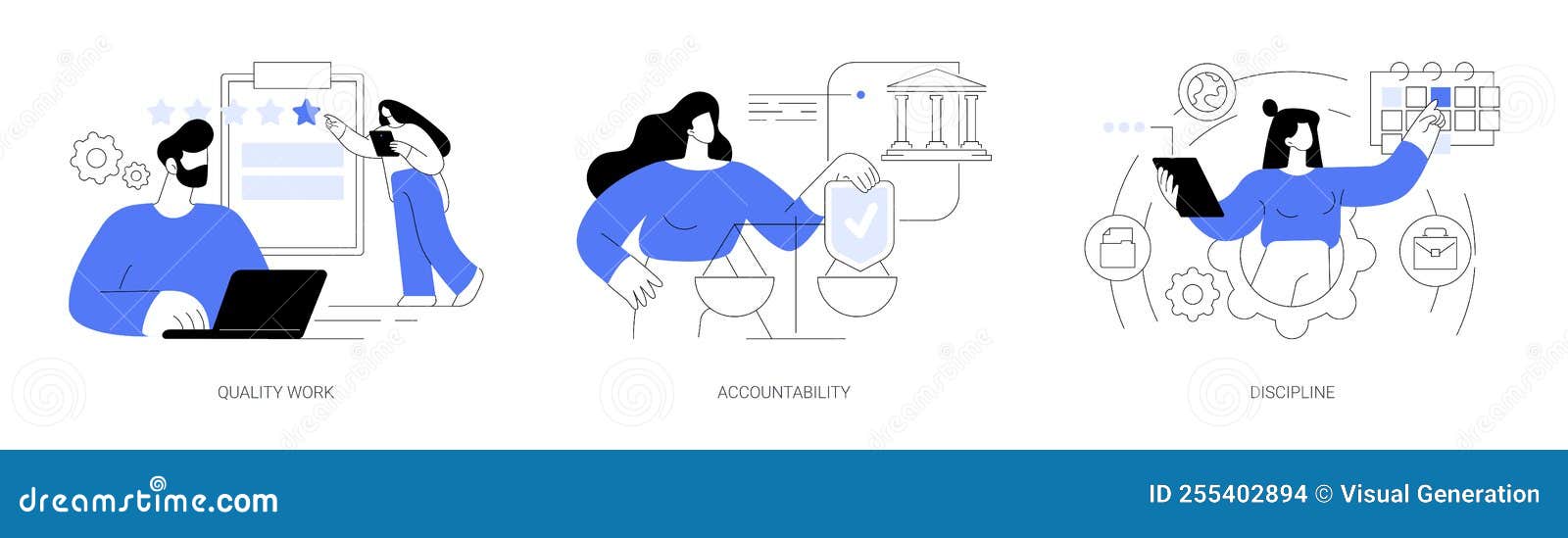 Employee Performance And Self-organization Mobile App UI Kit. Cartoon ...