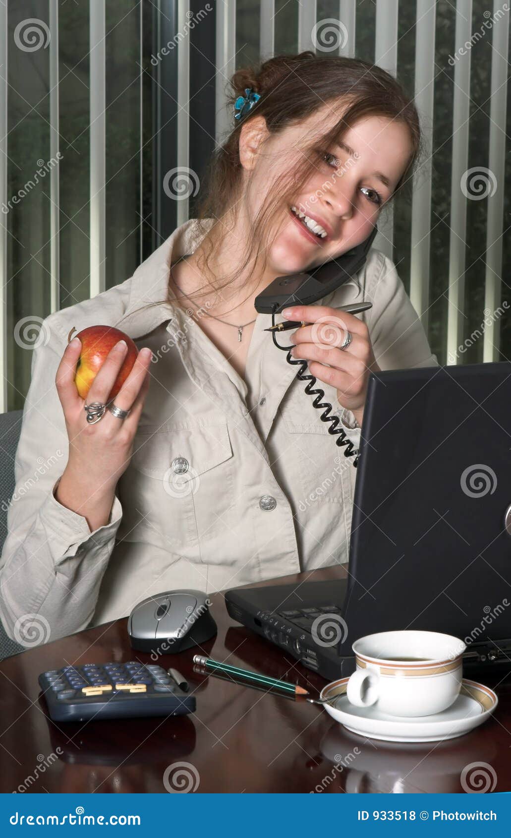 Employee on the phone stock photo. Image of laptop, calculator - 933518