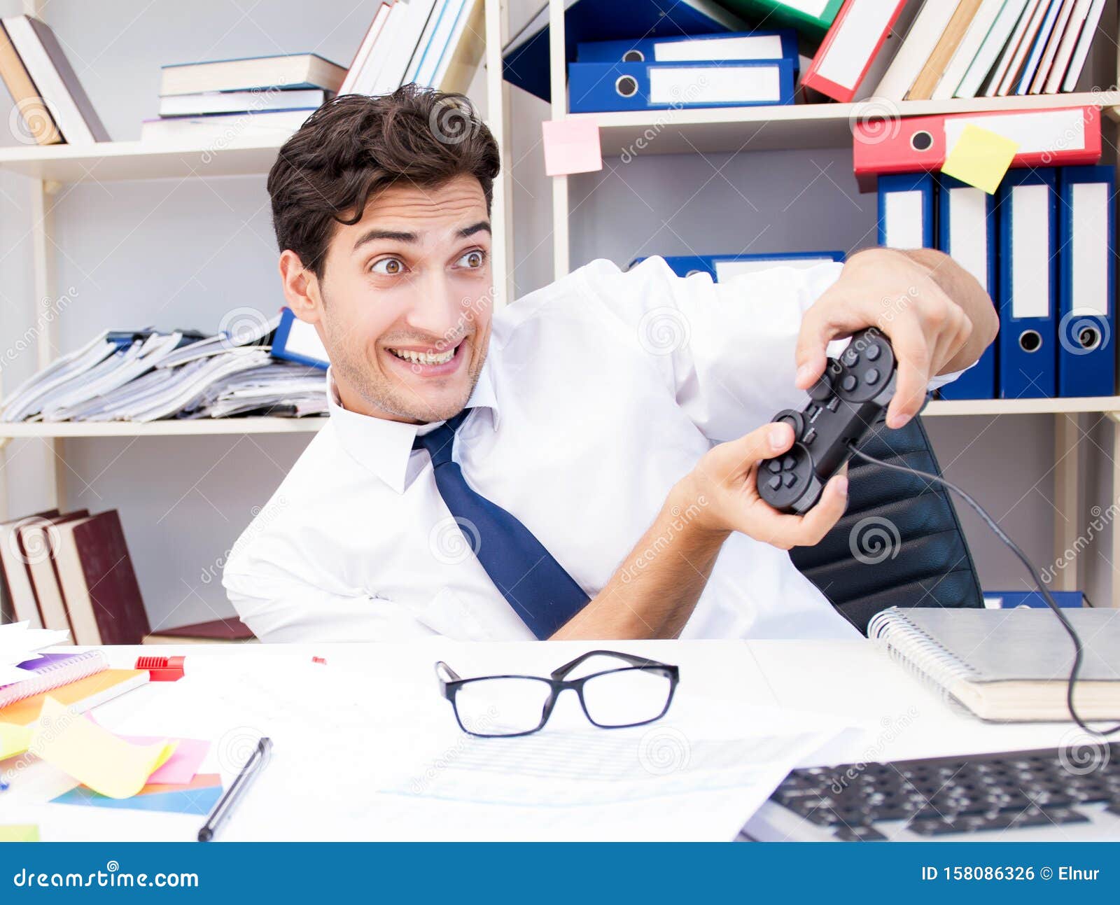 Employee Playing Computer Games in the Office Stock Photo - Image of ...