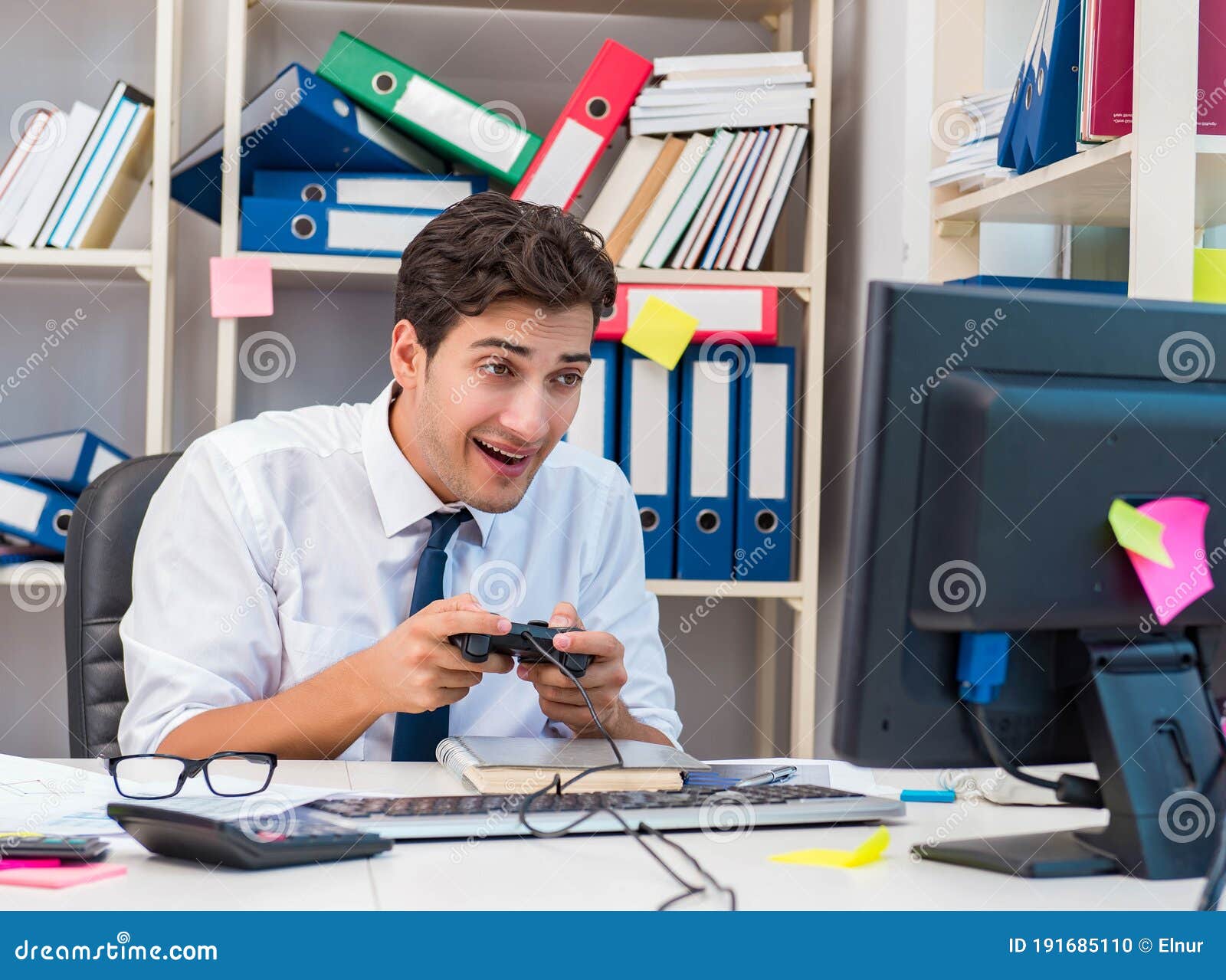 Employee Playing Computer Games in the Office Stock Photo - Image of ...