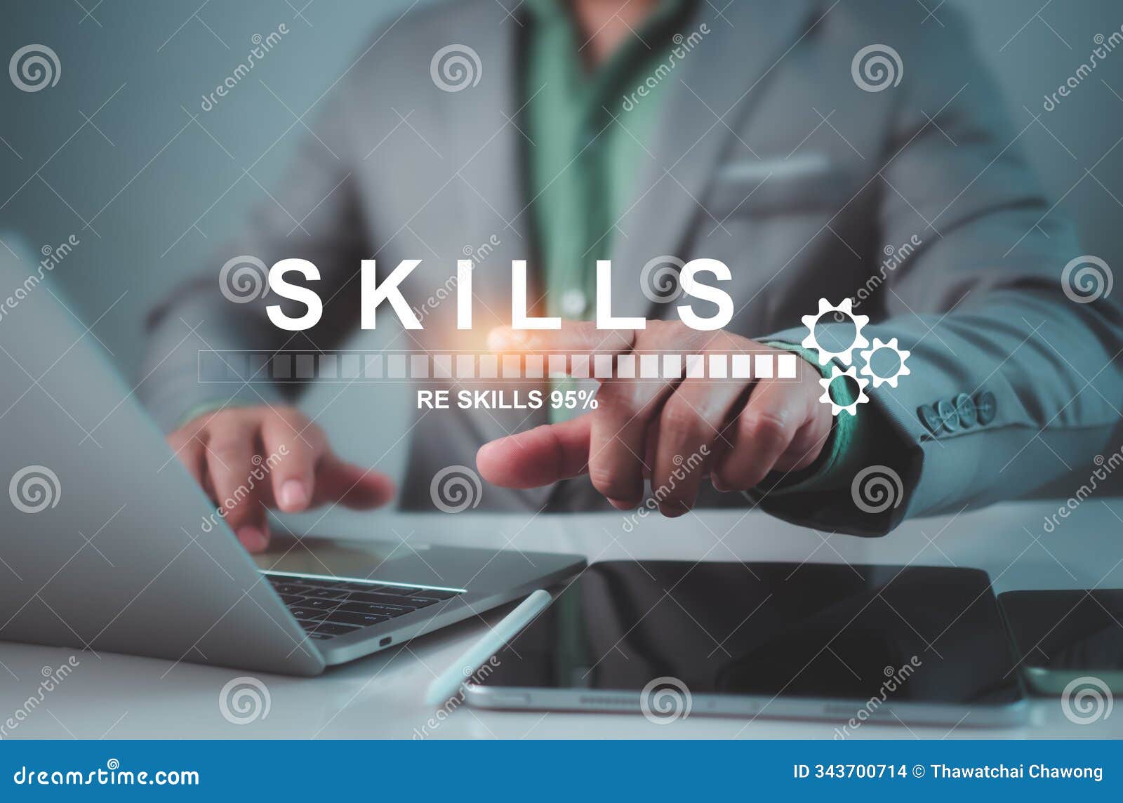 Employee Pointing Arrow To Upskill or Reskill, Upskill and Personal ...