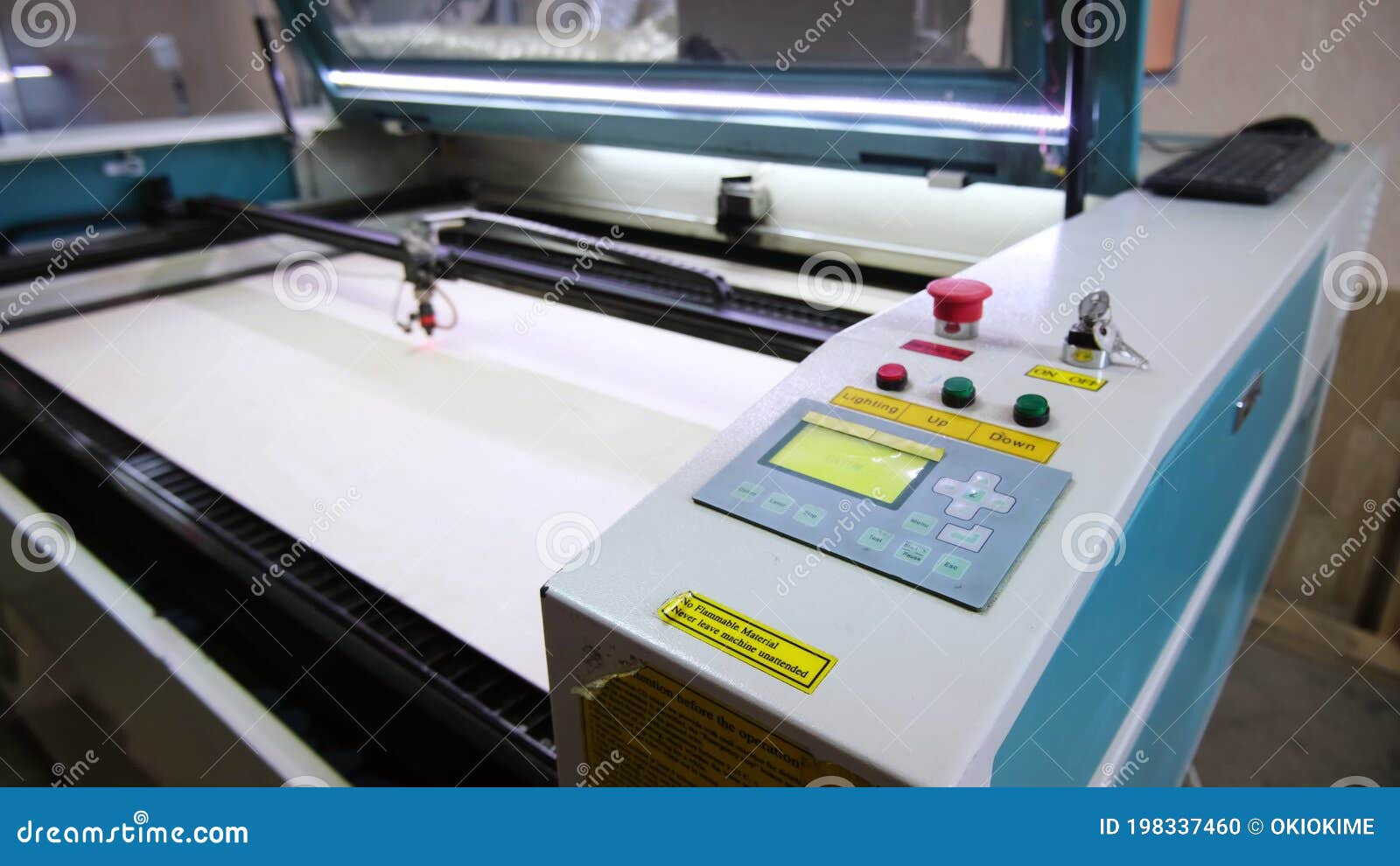 Employee Presses Keys on Plotter Control Panel in Typography Stock ...