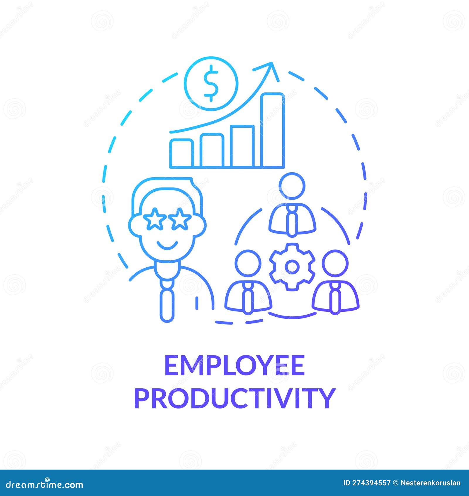 Employee Productivity Blue Gradient Concept Icon Stock Vector ...